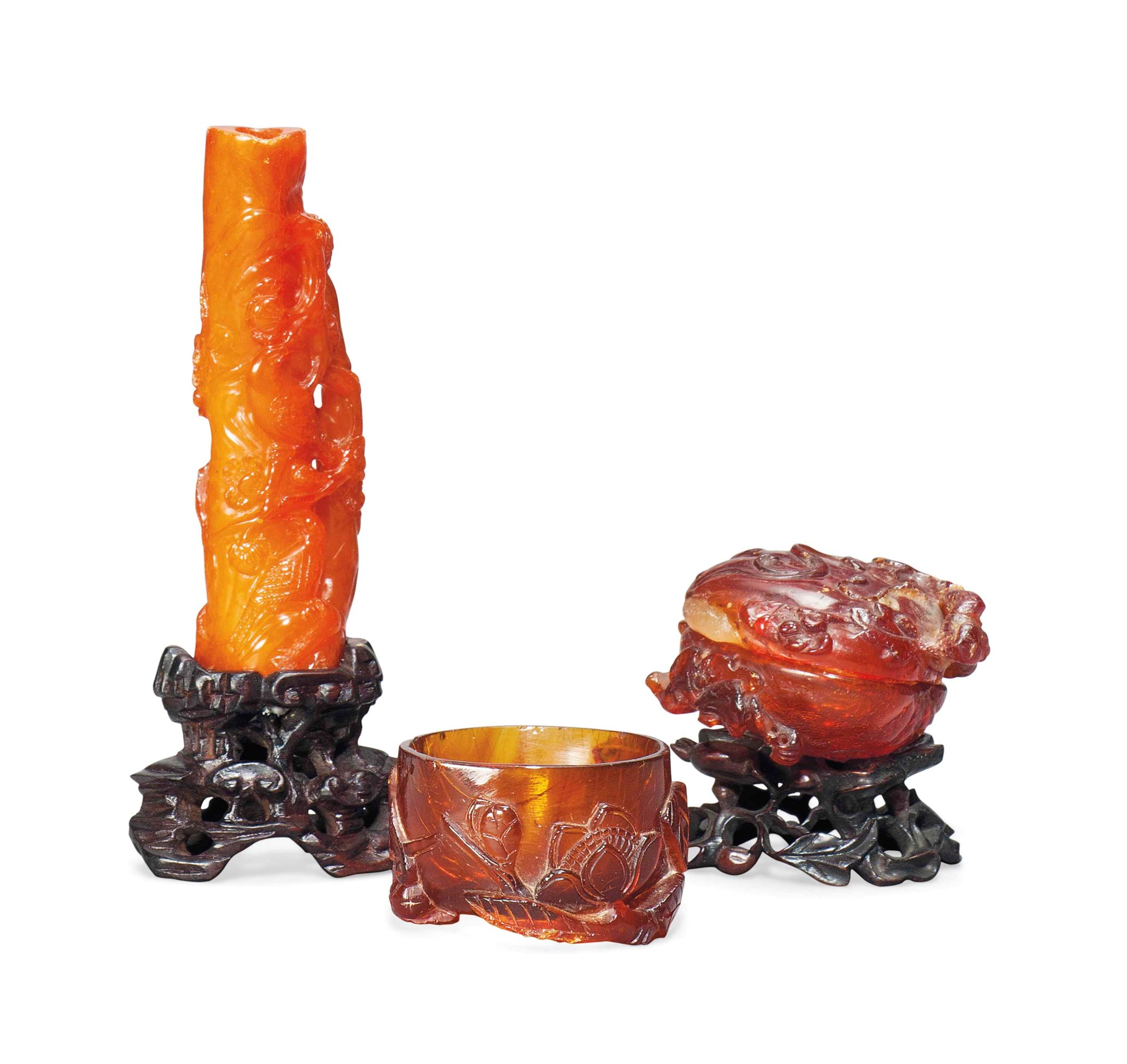 THREE CHINESE AMBER CARVINGS , 18TH/19TH CENTURY | Christie's