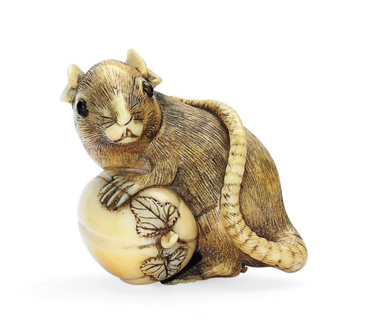 An Ivory Netsuke , WITH SIGNATURE OKATOMO, EDO PERIOD (19TH CENTURY ...