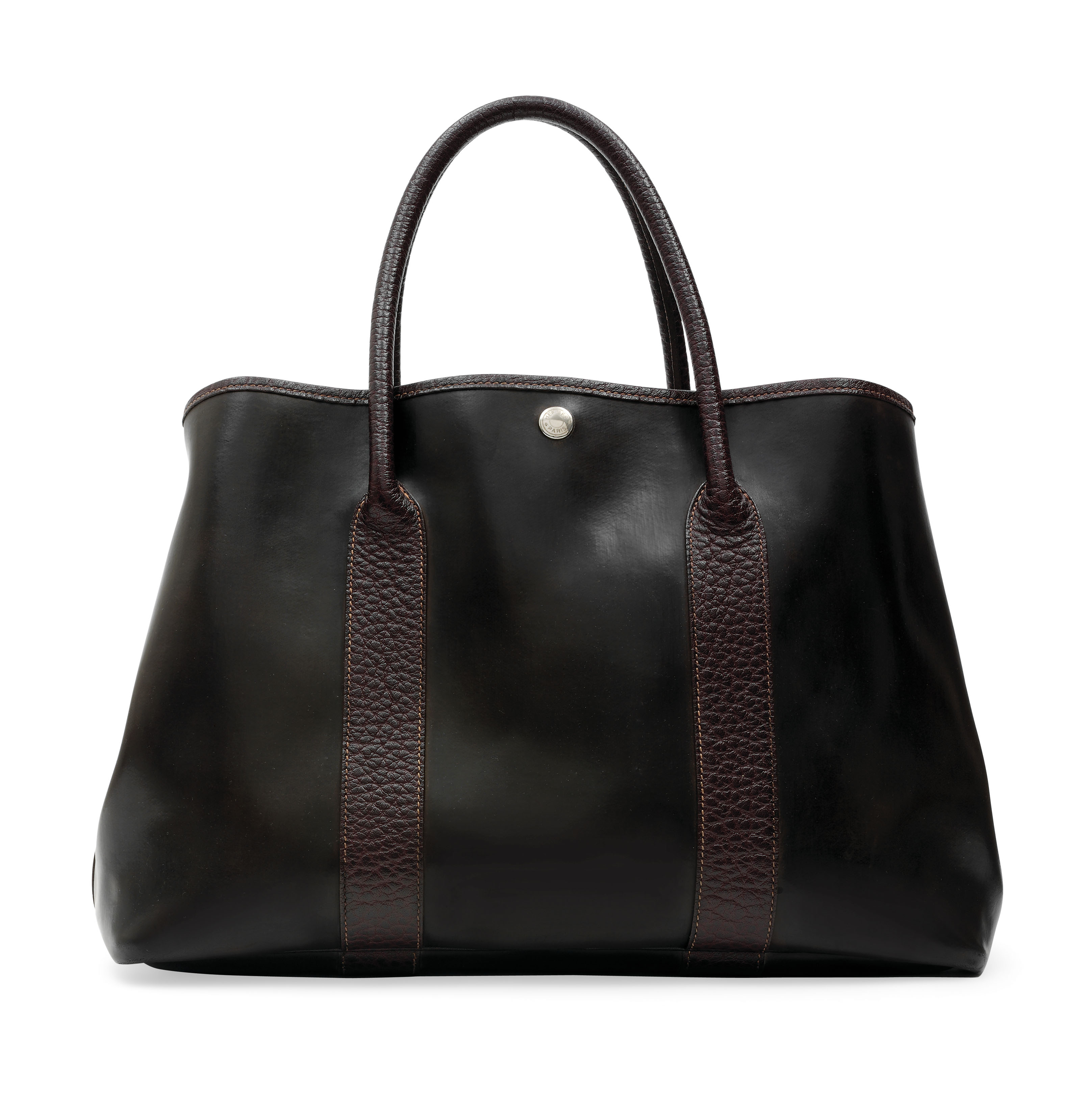 A CHOCOLATE BROWN AMAZONIA AND BUFFALO LEATHER GARDEN PARTY BAG, HERMÈS ...