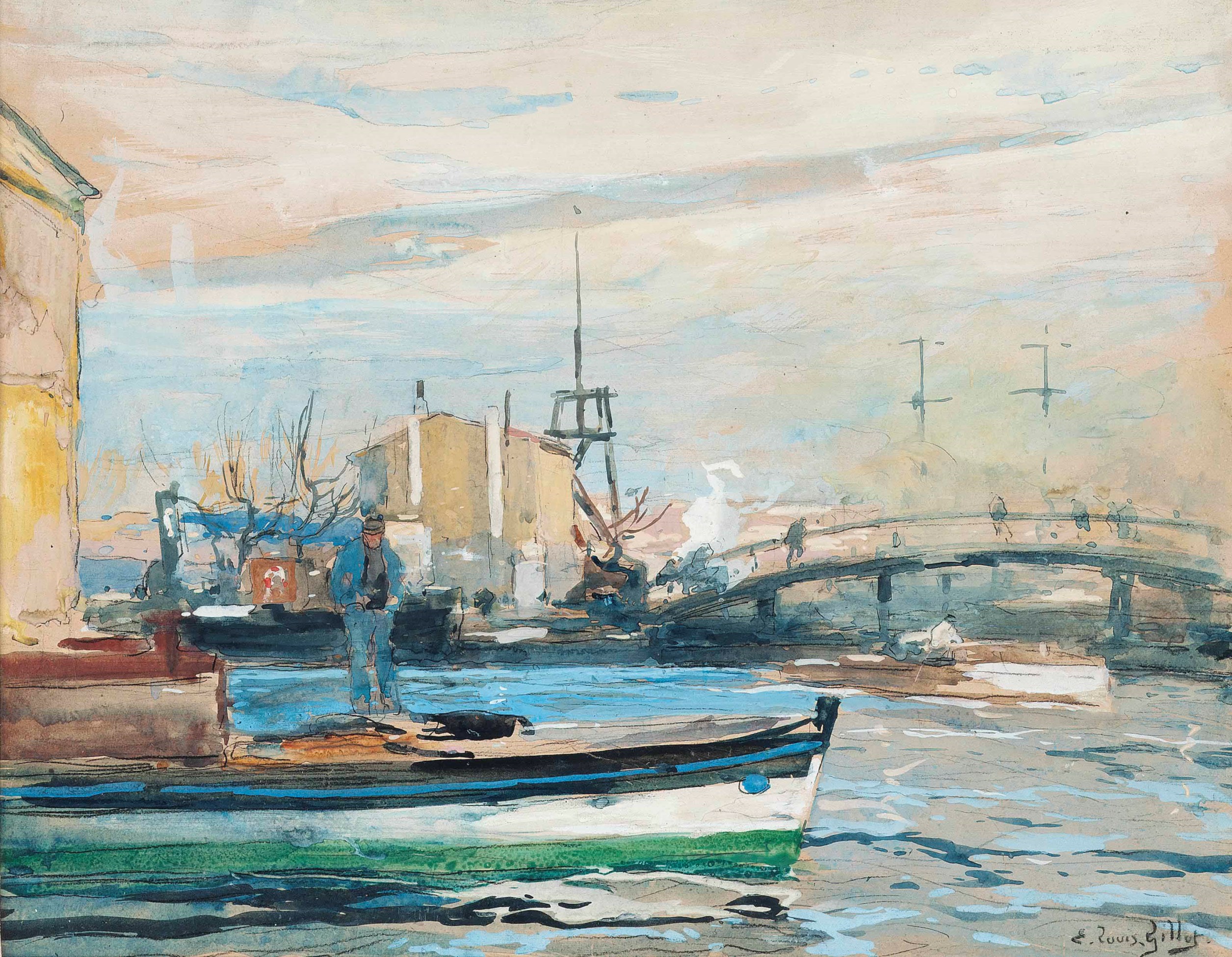 Eugène-Louis Gillot (French, 1867-1925) , Bateau sur la Siene | Christie's