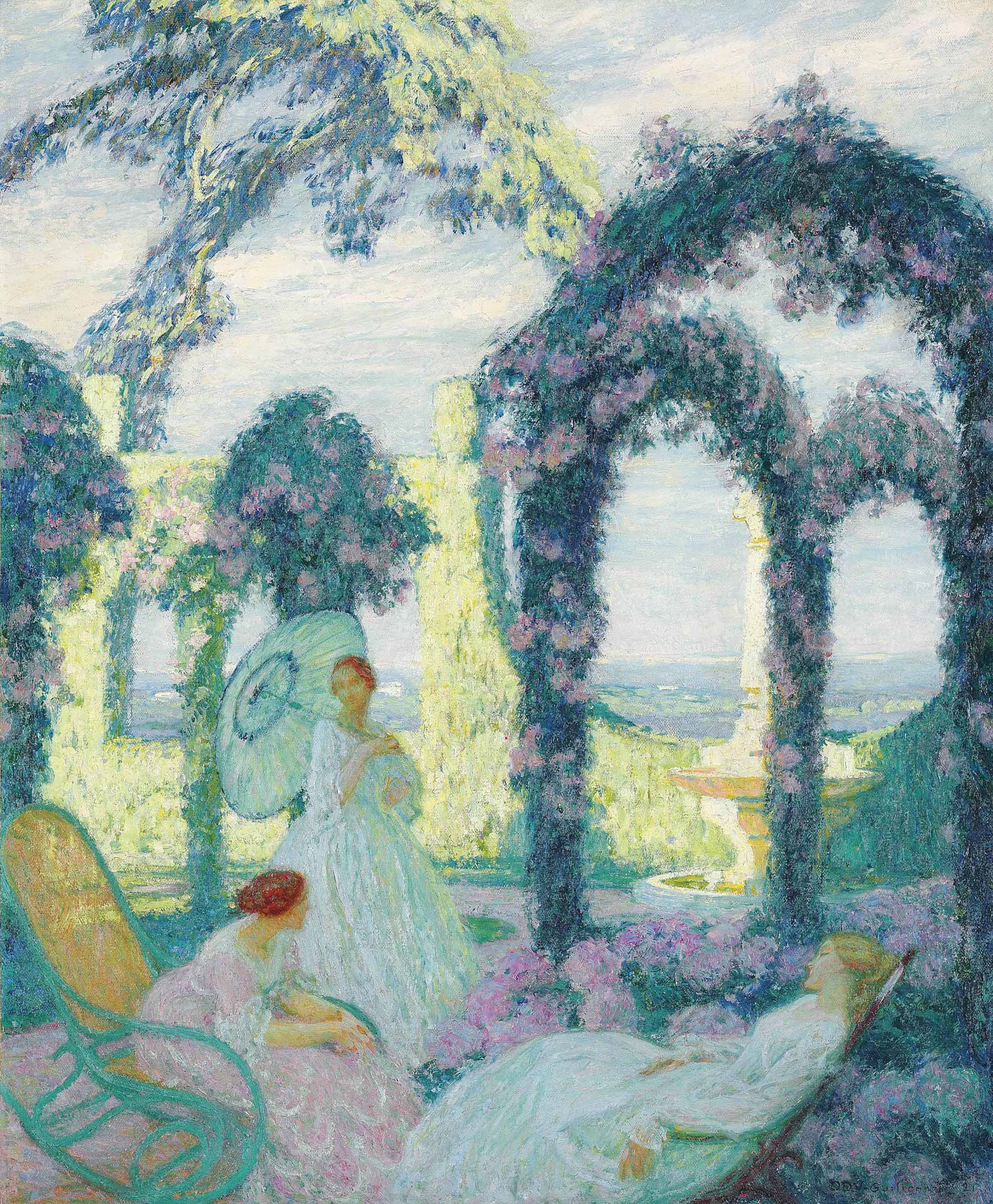 Emile-Octave-Denis-Victor Guillonnet (French, 1872-1967) , Femmes au Jardin | Christie's