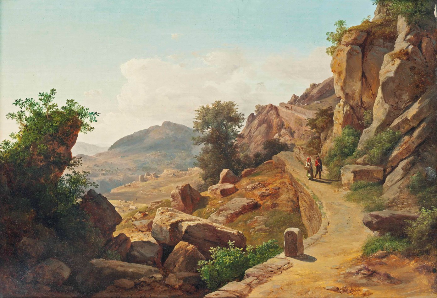 Karl Marko (Hungarian, 1822-1891) , Travellers on a Tuscan road ...