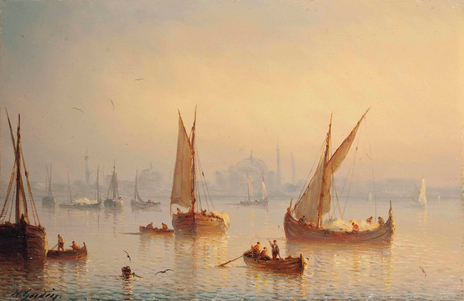 Herminie Henriette Gudin (French, 1825-1876) , Vessels on the ...