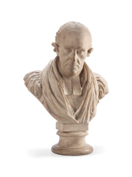 A WHITE MARBLE BUST OF THE REVEREND JOHN CLOWES , BY JOHN ISAAC HAWKINS ...