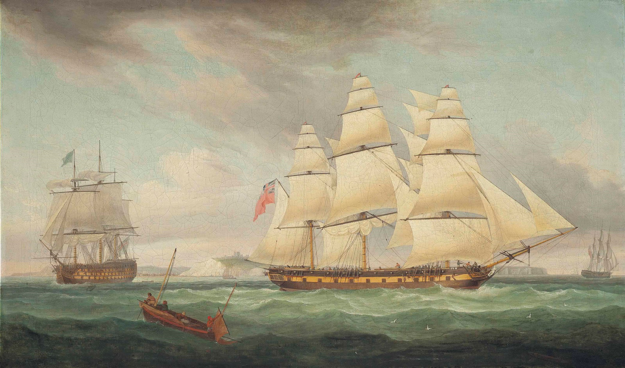 Thomas Whitcombe (London c.1752-1824) , A flagship of the Blue Squadron ...