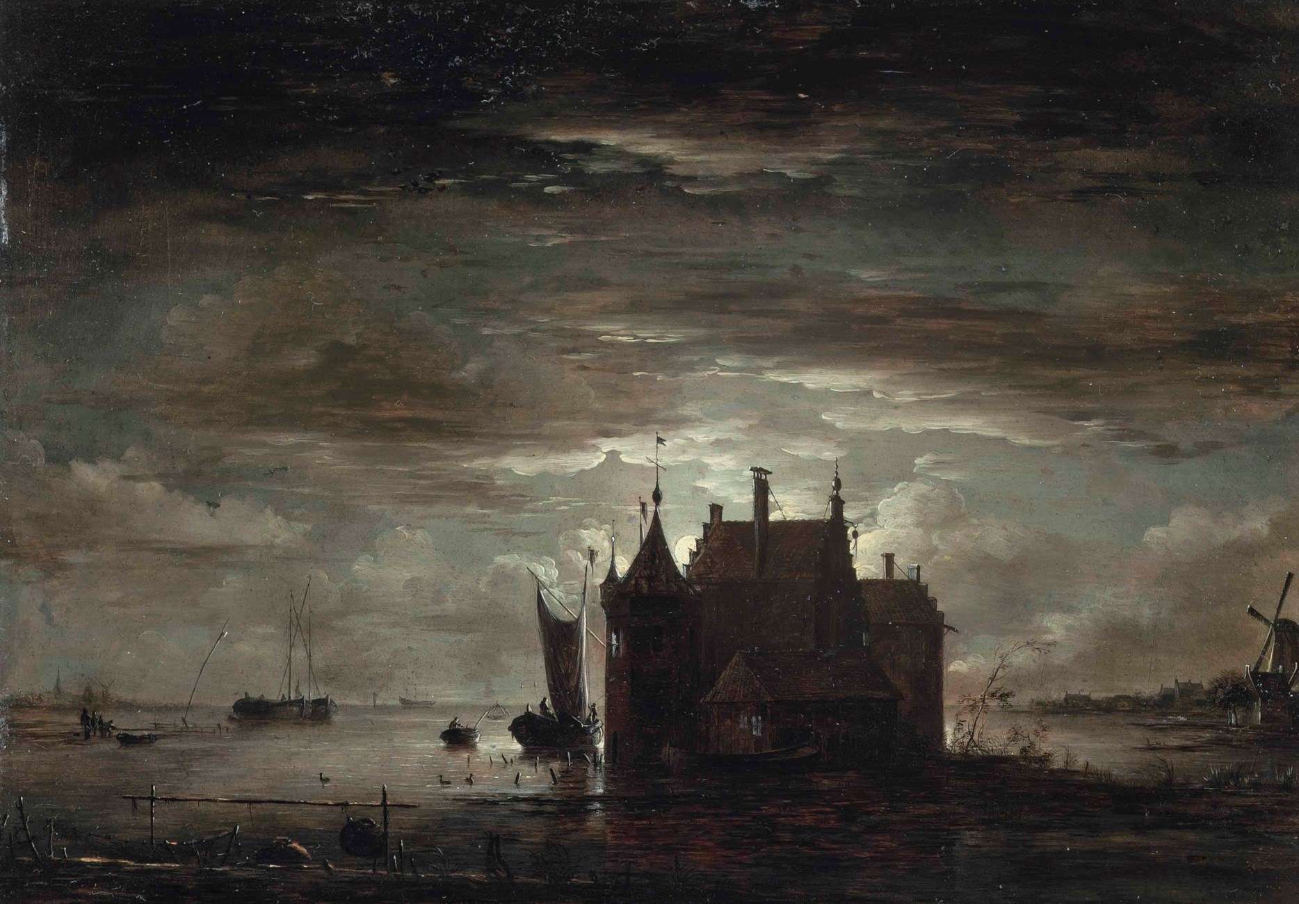 Follower of Aert van der Neer , A moonlit river landscape | Christie's