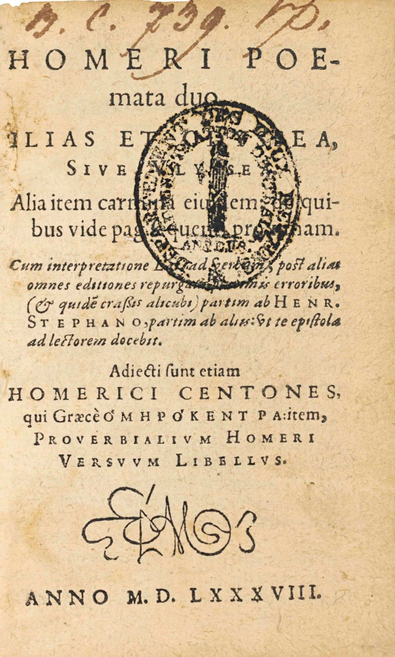 HOMER. Poematia duo, Ilias et Odyssea [but Ilias only]. In Greek and ...