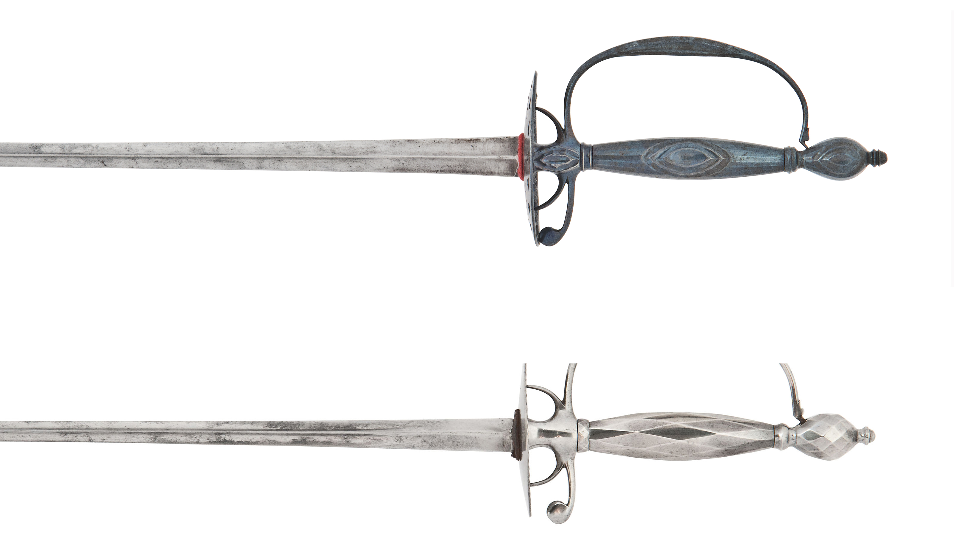 TWO SMALL-SWORDS EACH WITH CUT-STEEL HILT , LATE 18TH EARLY 19TH ...