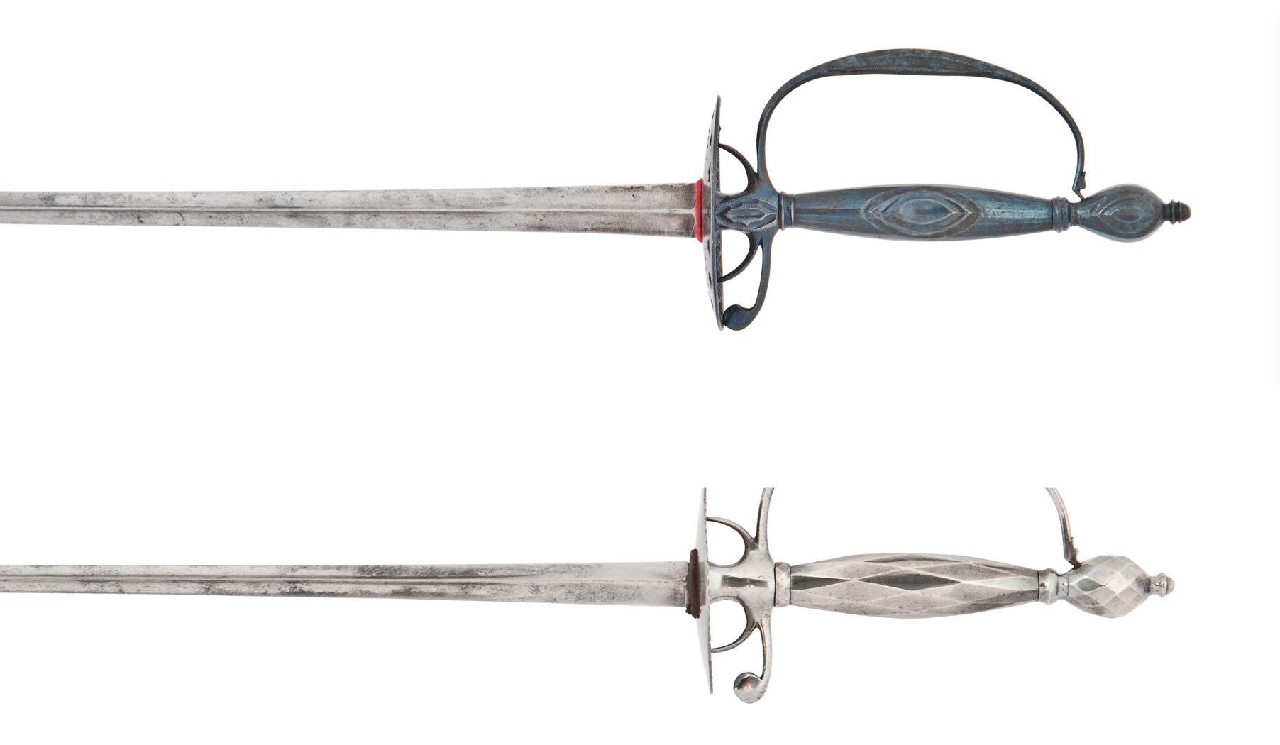 TWO SMALL-SWORDS EACH WITH CUT-STEEL HILT