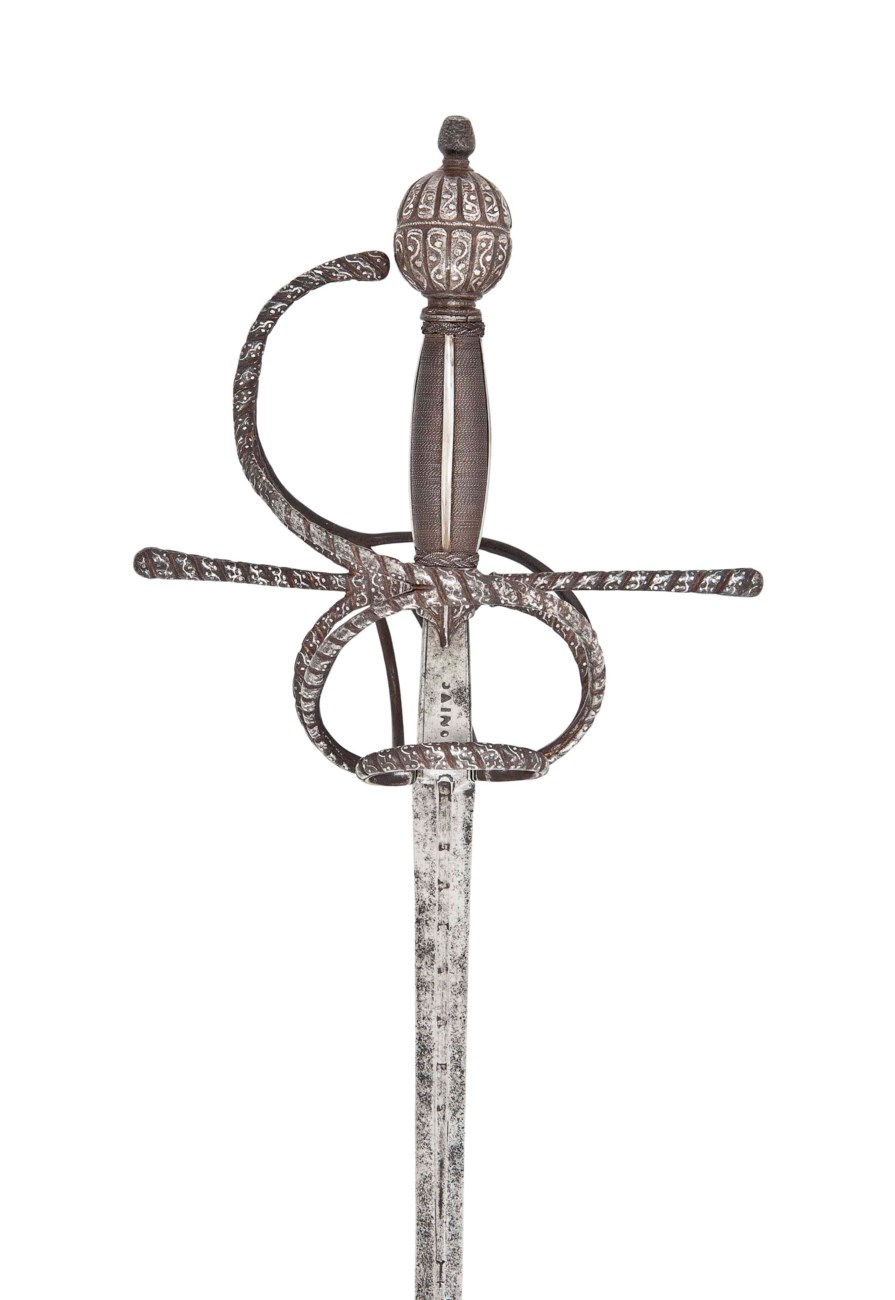 A NORTH ITALIAN SWEPT-HILT RAPIER WITH SILVER-INLAID HILT , LATE 16TH ...
