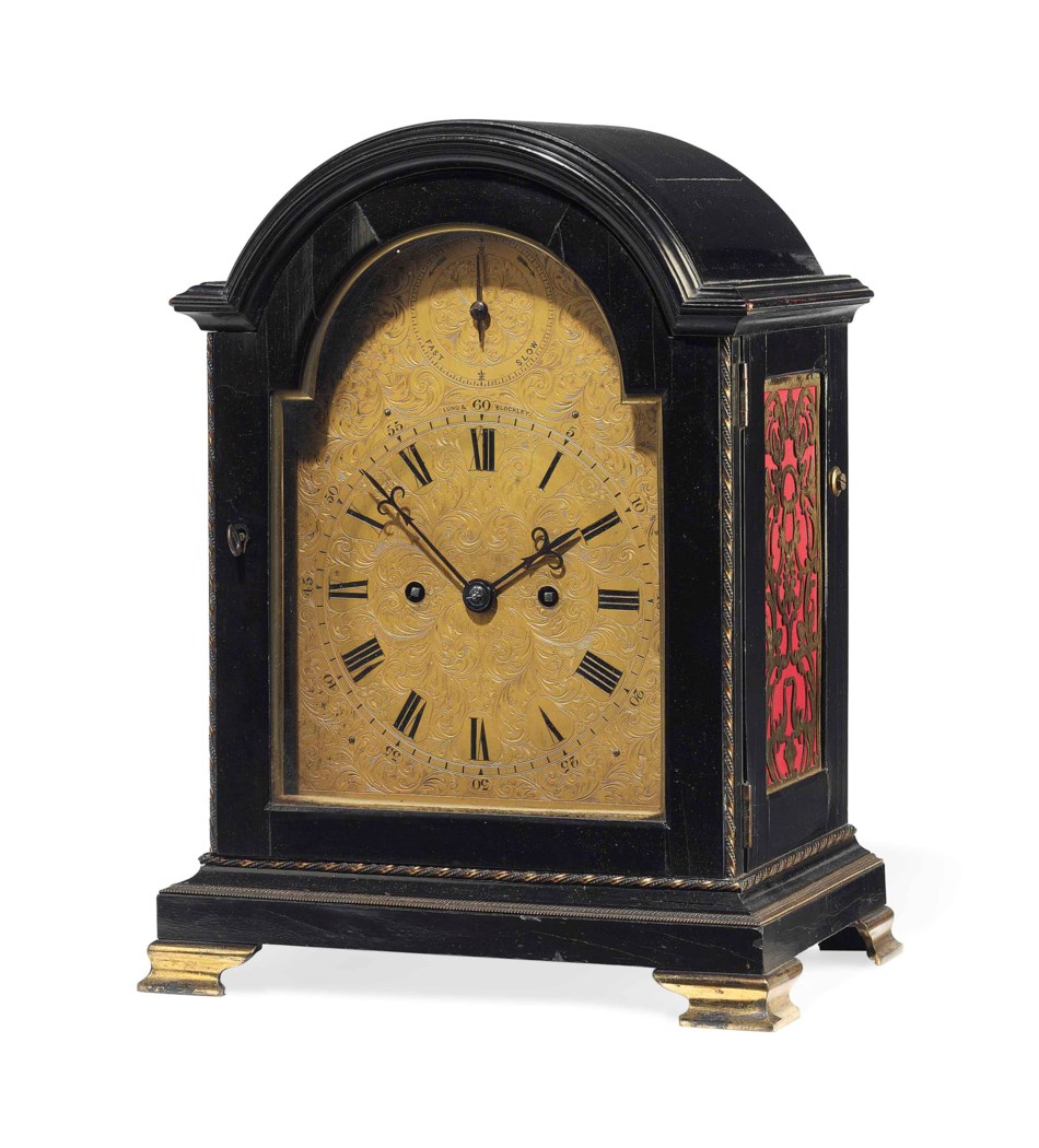 A VICTORIAN BRASS-MOUNTED EBONISED STRIKING TABLE CLOCK , LUND ...