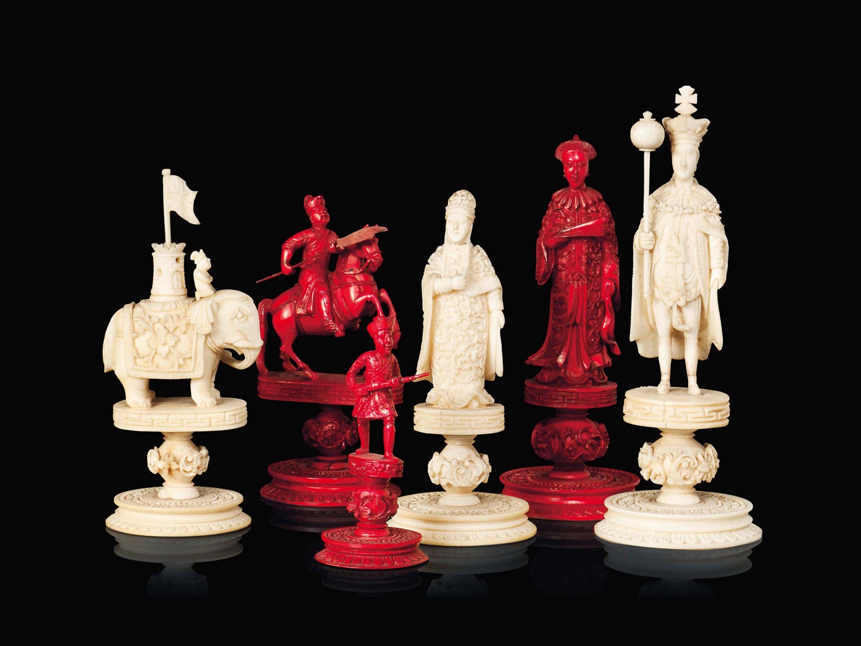 A CHINESE-EXPORT IVORY FIGURAL CHESS SET, CANTON, MID-19TH CENTURY ...