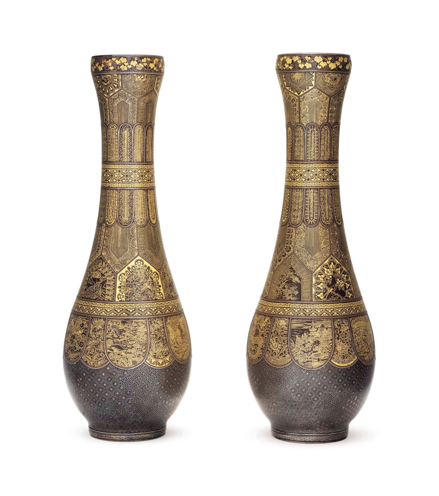 A Pair of Komai Vases, EACH SIGNED KYOTO JU KOMAI SEI, MEIJI PERIOD ...