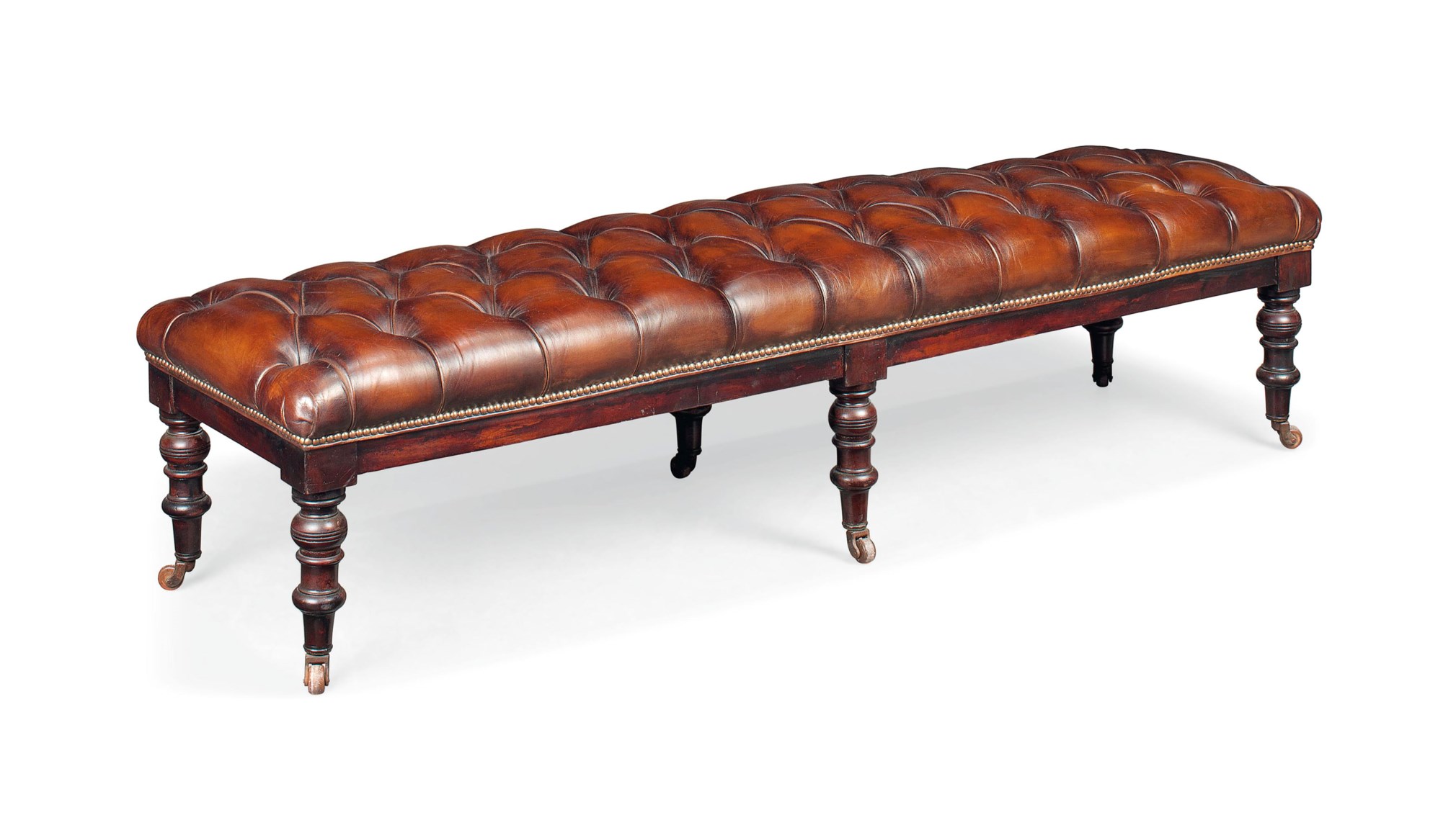 A MAHOGANY LONG STOOL , OF RECENT MANUFACTURE, INCORPORATING EARLIER ...