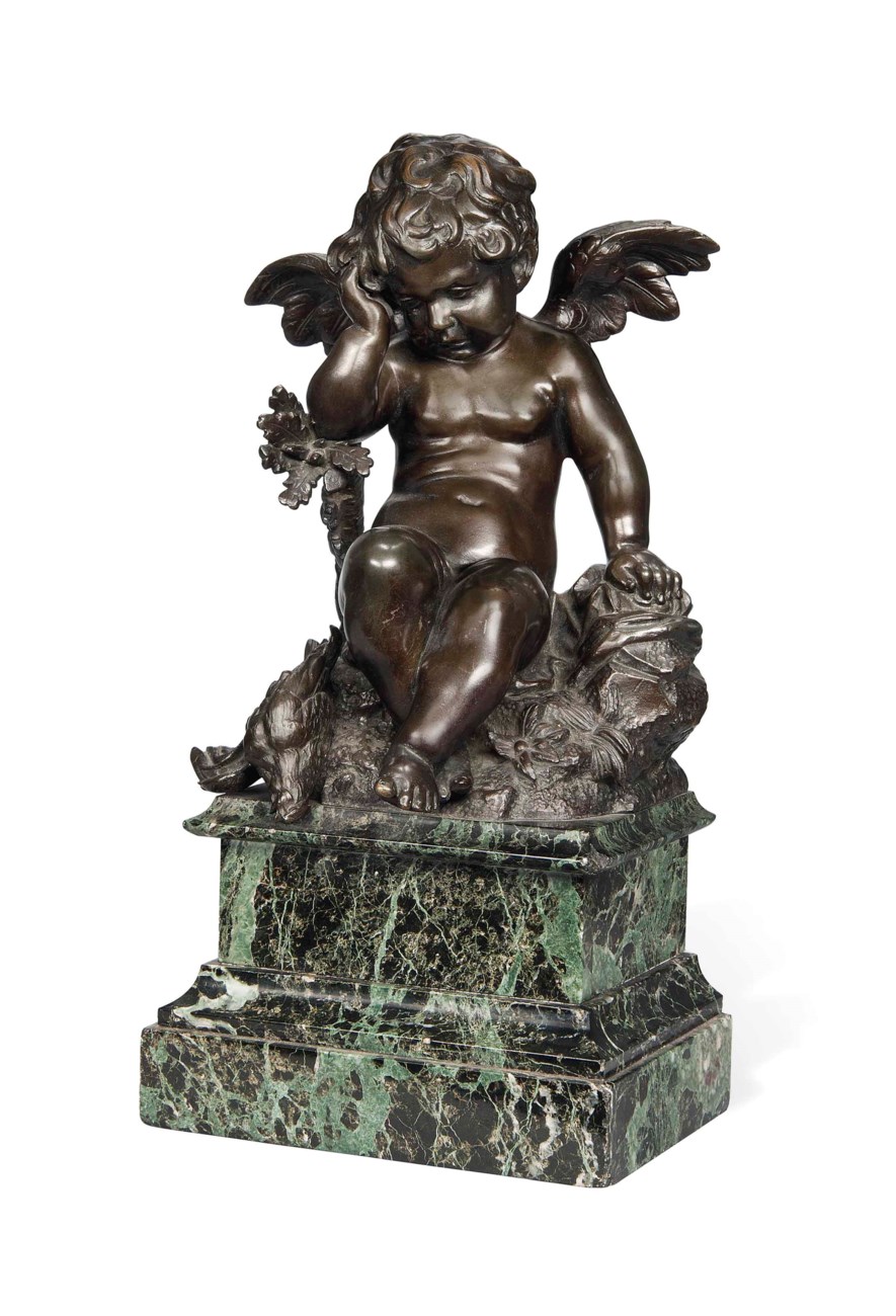 A FRENCH BRONZE MODEL OF A WINGED PUTTO , THIRD QUARTER 19TH CENTURY ...