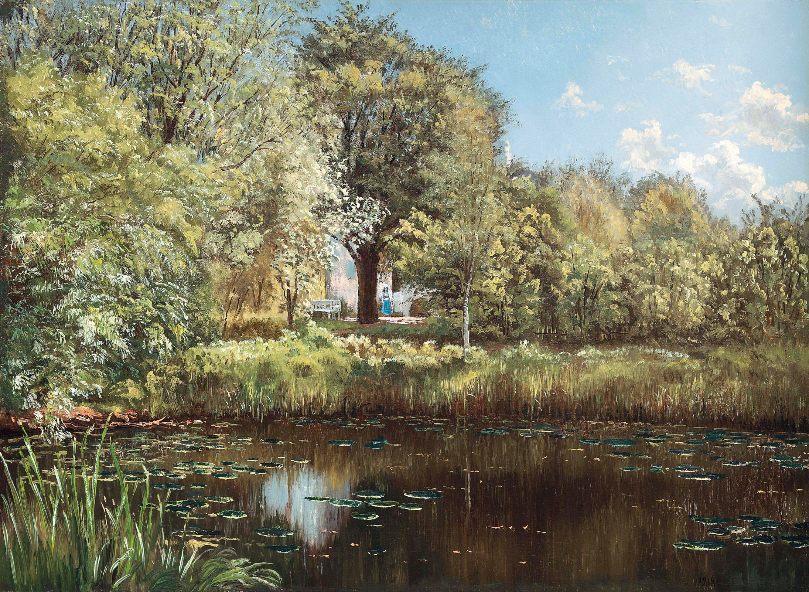 Circle of Henri Biva (French, 1848-1928) , The lily pond | Christie's