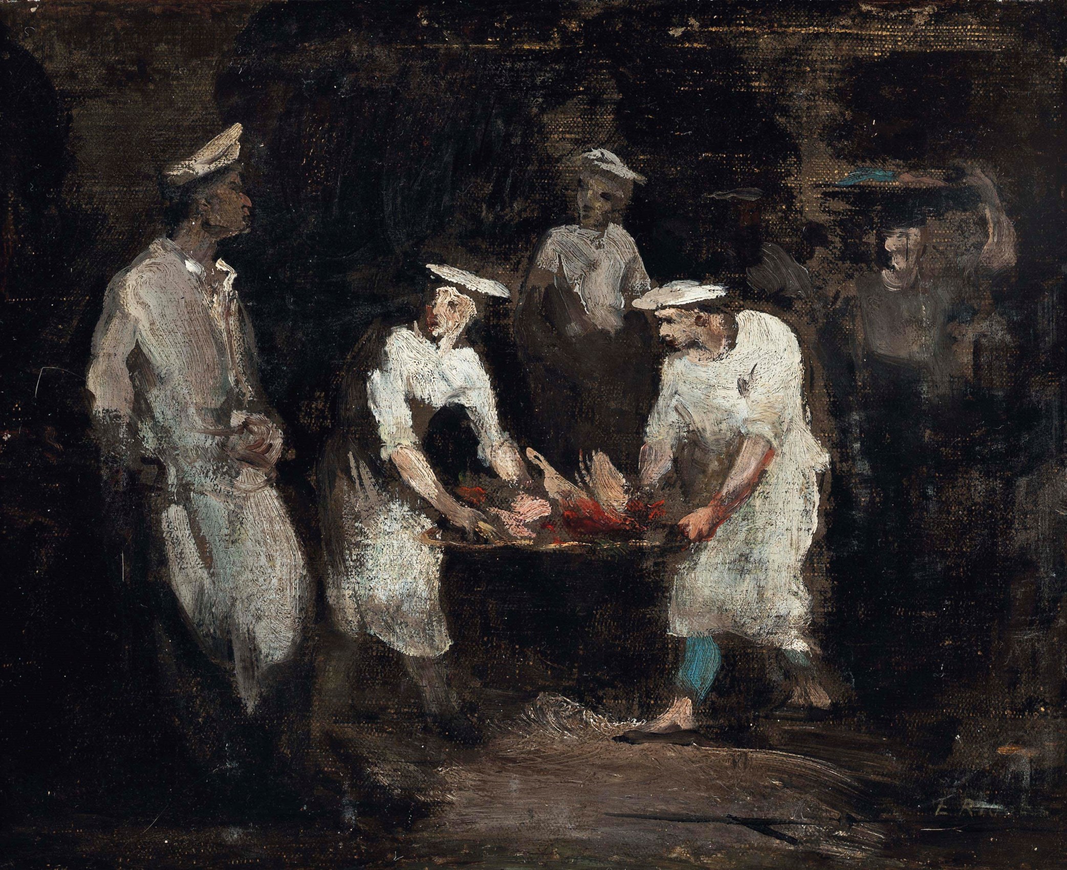 Theodule Ribot (French, 1823-1891) , A busy kitchen | Christie's