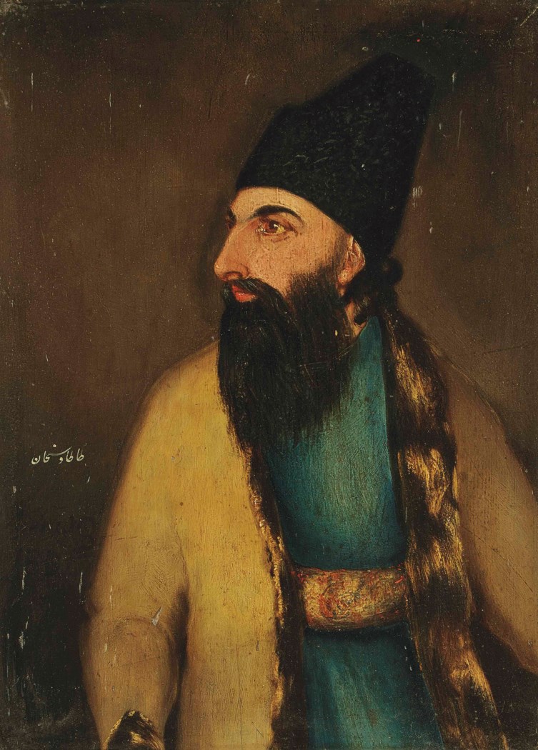 A PORTRAIT OF A QAJAR NOBLE , SIGNED [..]. TRIGG (?), PROBABLY QAJAR ...