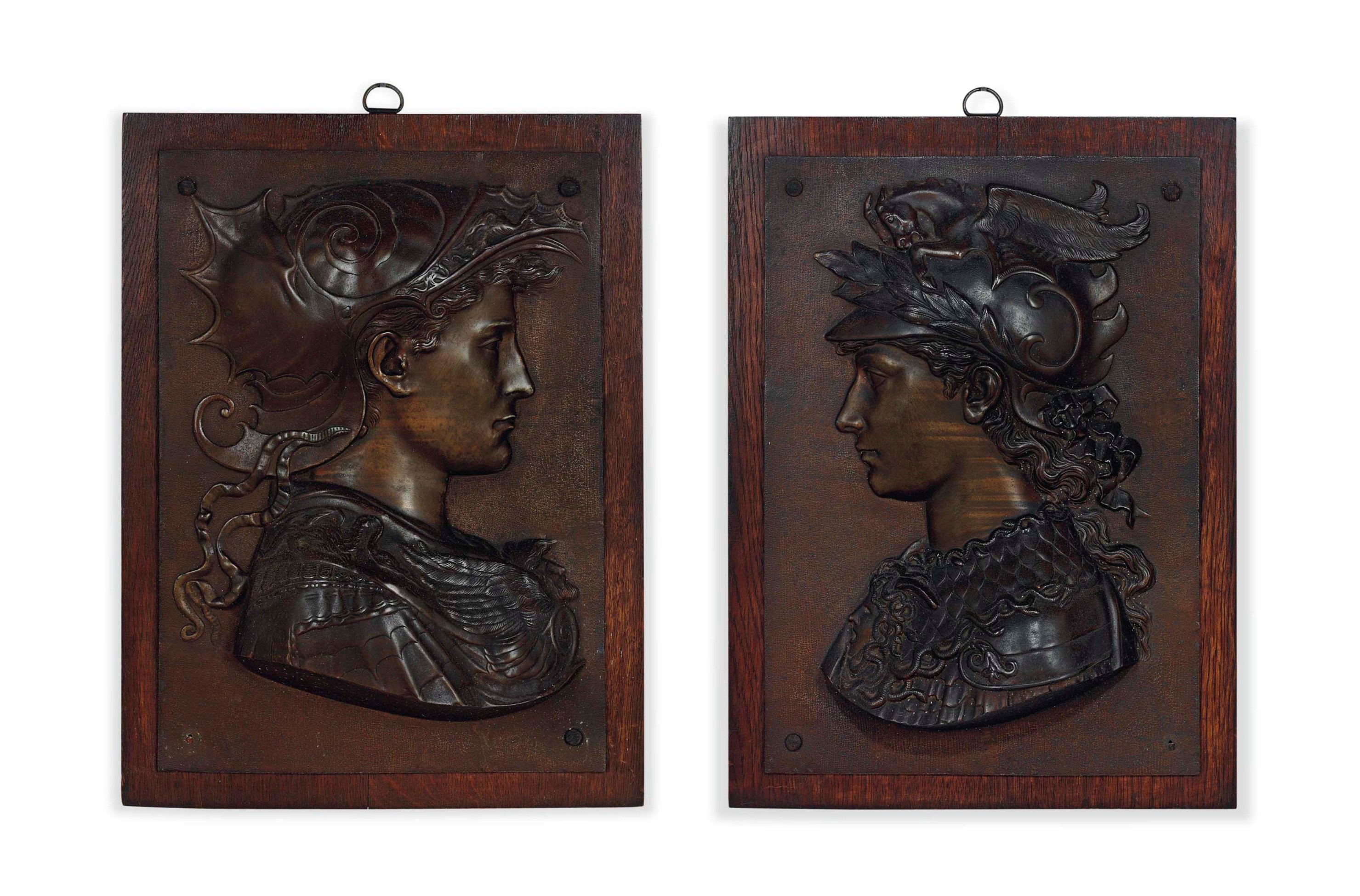 A PAIR OF FRENCH BRONZE PORTRAIT RELIEFS
