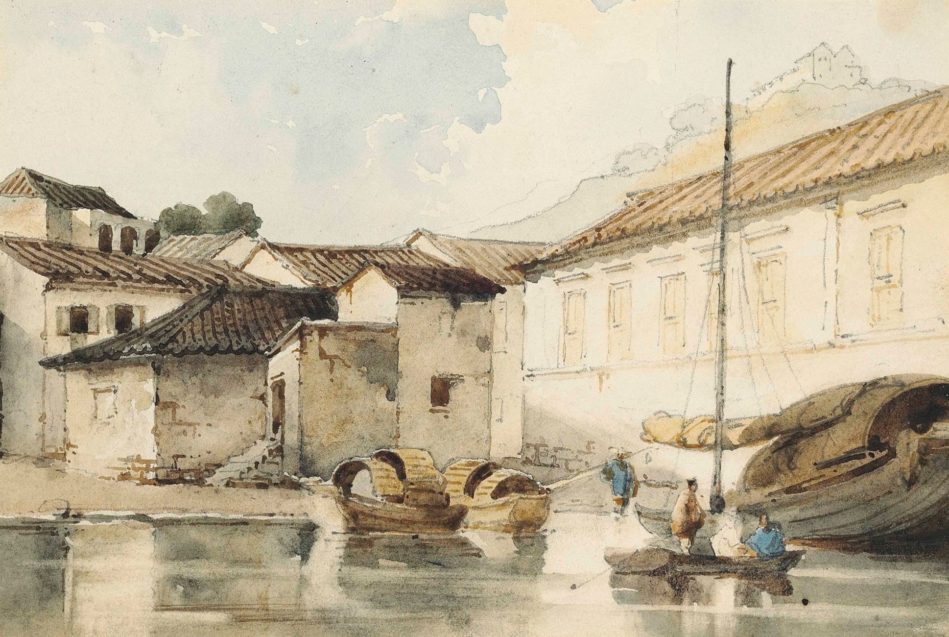George Chinnery (1774-1852) , Chinese Godowns at Macao | Christie's