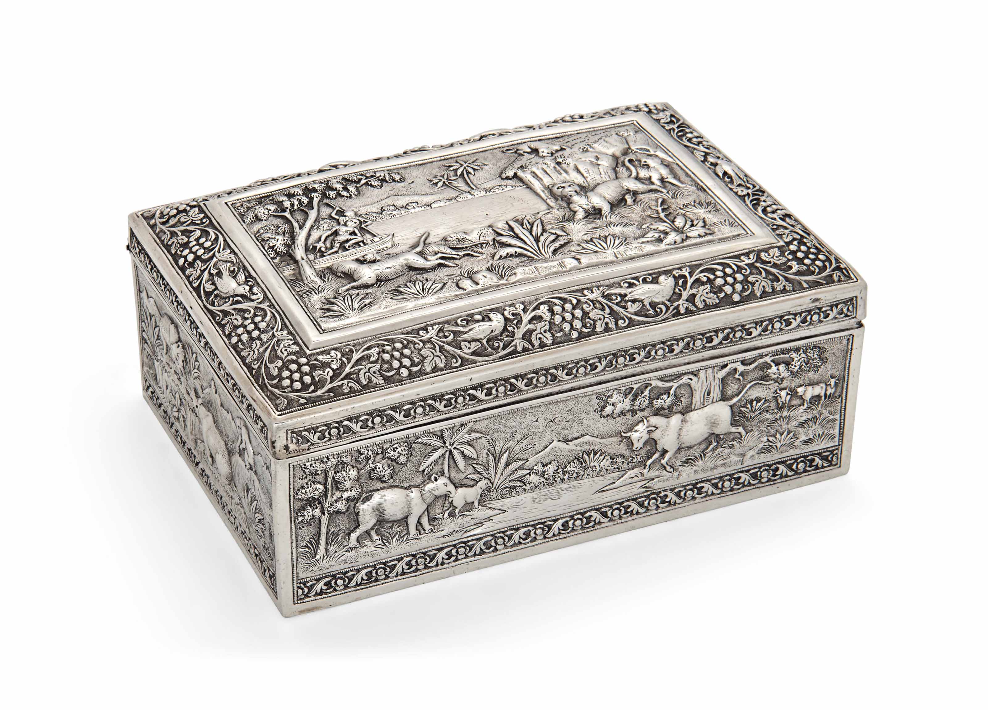 A SILVER RECTANGULAR BOX
