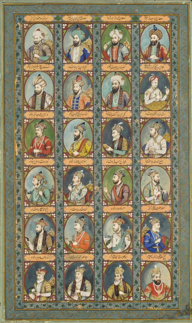 THE MUGHAL DYNASTY: A LARGE ILLUSTRATION OF TWENTY-FOUR MUGHAL EMPERORS ...