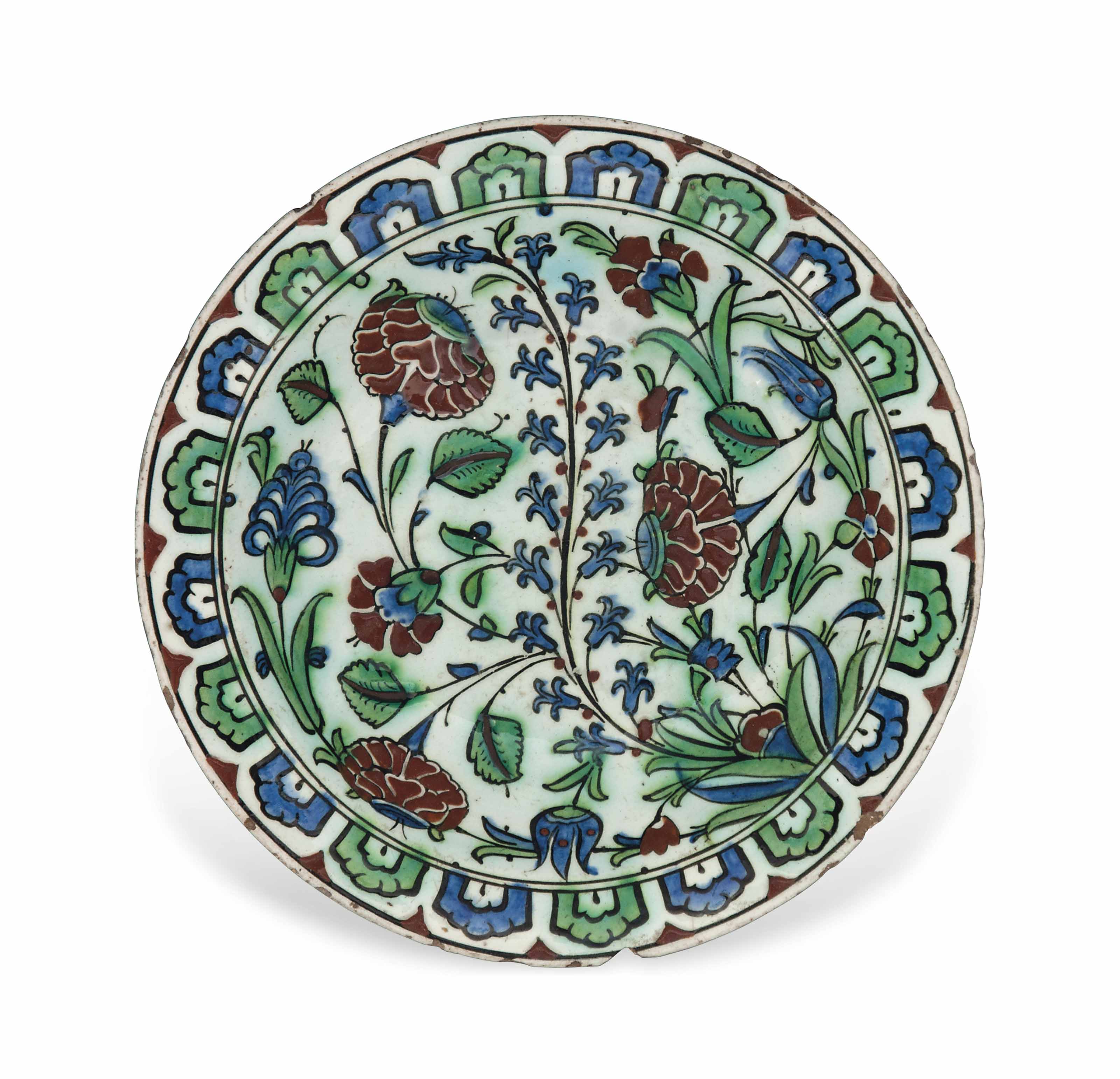 AN IZNIK POTTERY TILE , OTTOMAN TURKEY, 17TH CENTURY | Christie's