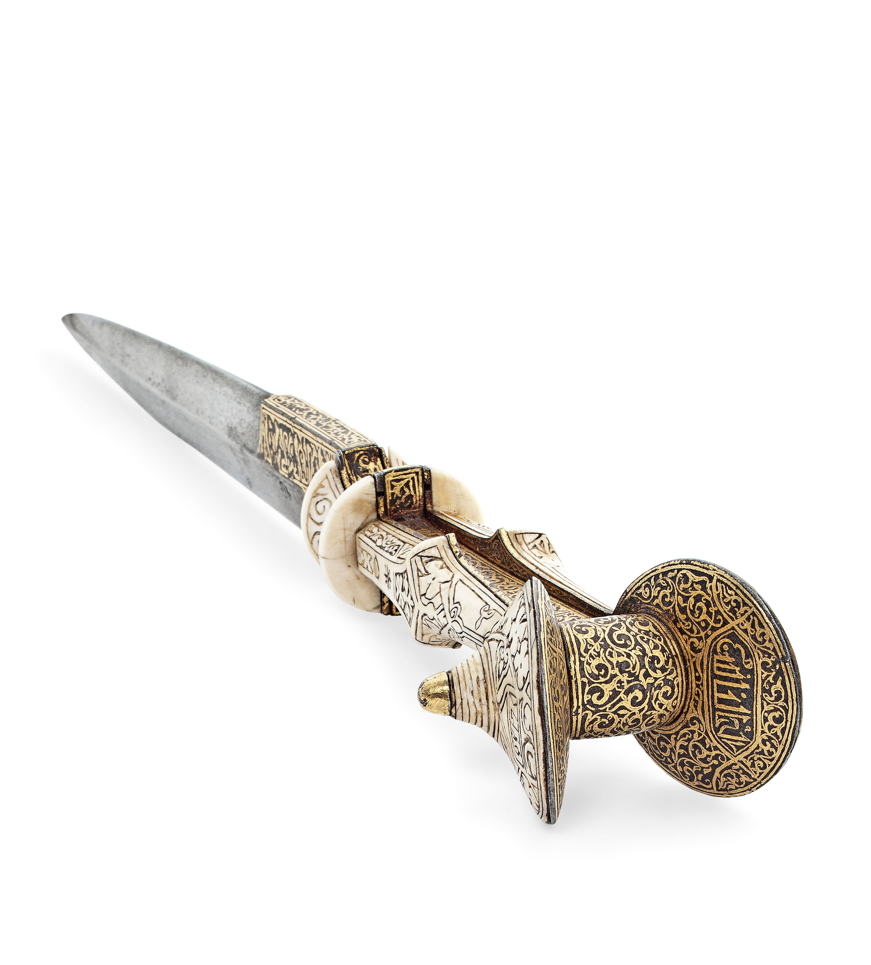 A NASRID-STYLE GOLD-DAMASCENED "EAR" DAGGER , SPAIN, 19TH CENTURY ...