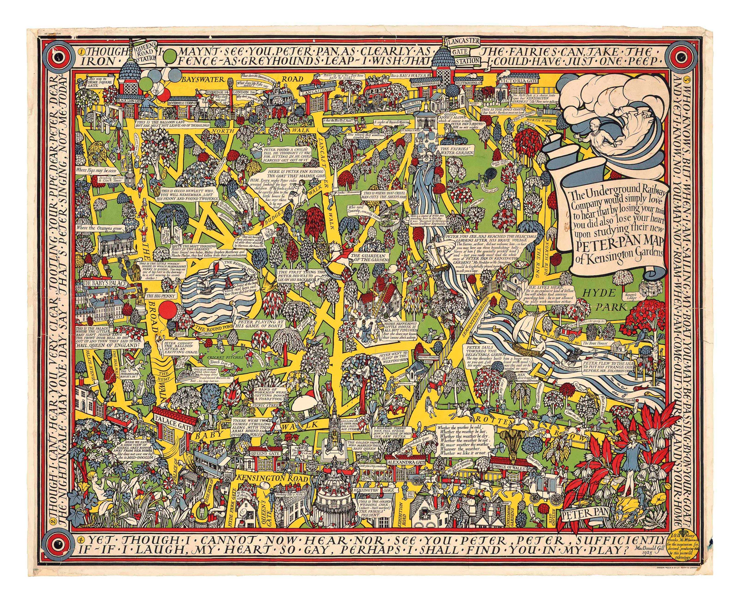 MacDonald (Max) Gill (1884-1947) , PETER PAN MAP OF SOUTH KENSINGTON ...