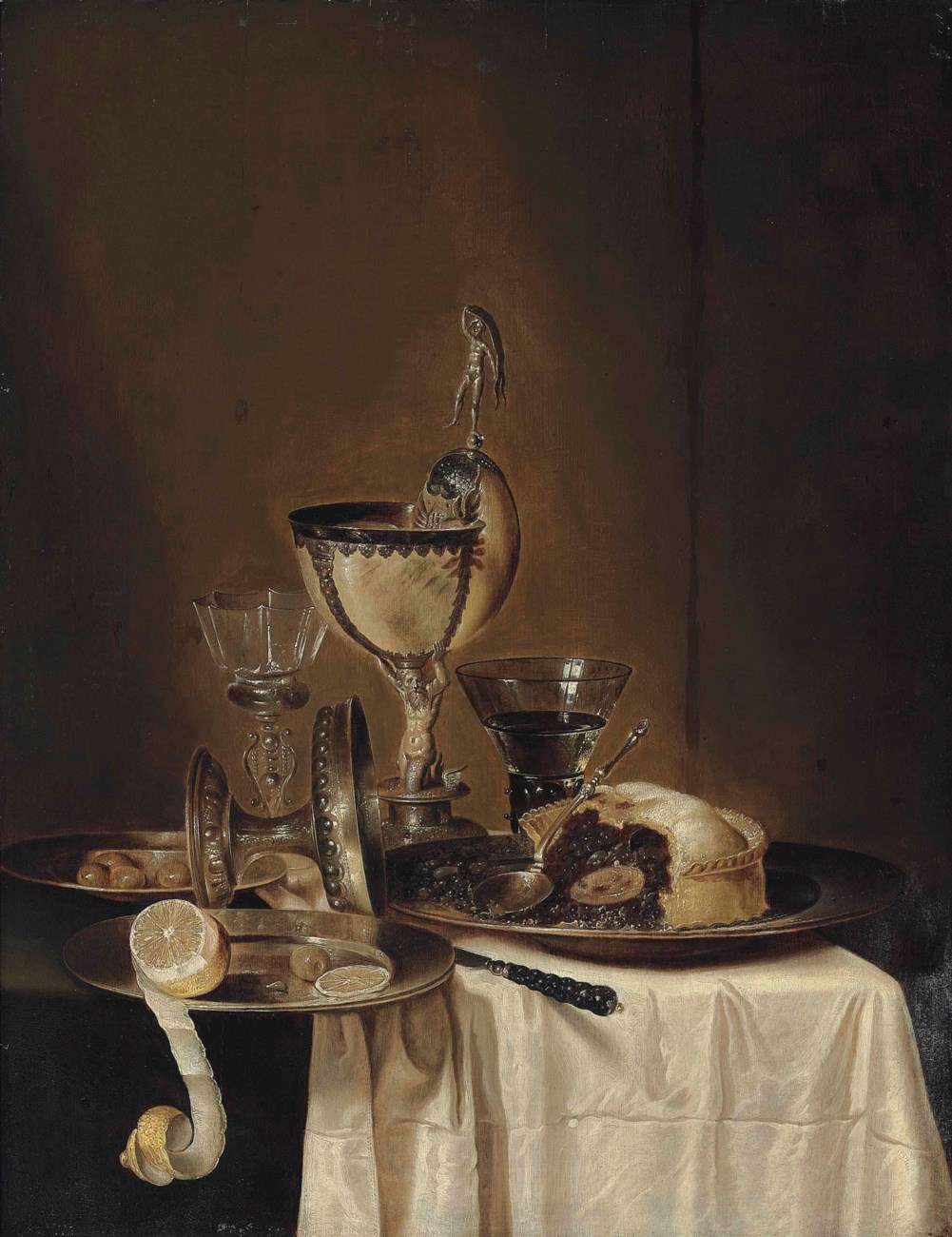 Studio of Willem Claesz. Heda (Haarlem 1594-1680), A blackberry pie on ...