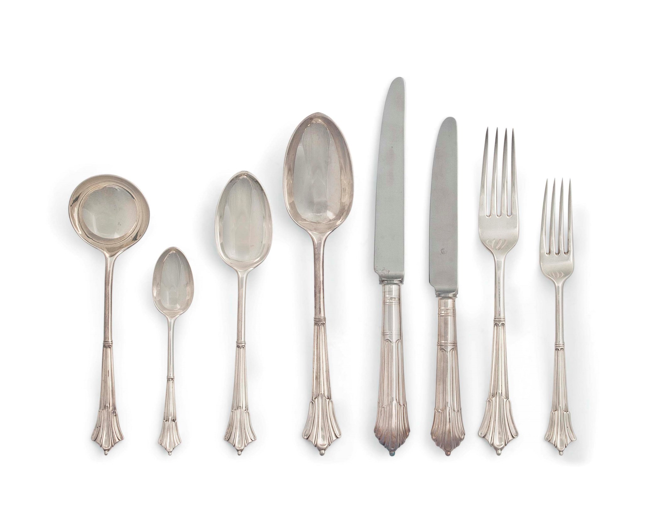 A LATE VICTORIAN ALBANY PATTERN SILVER TABLE-SERVICE, MARK OF ROBERT ...