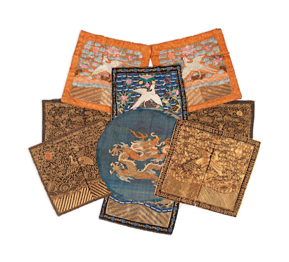 TEN CHINESE RANK BADGES AND A DRAGON ROUNDEL | Christie's