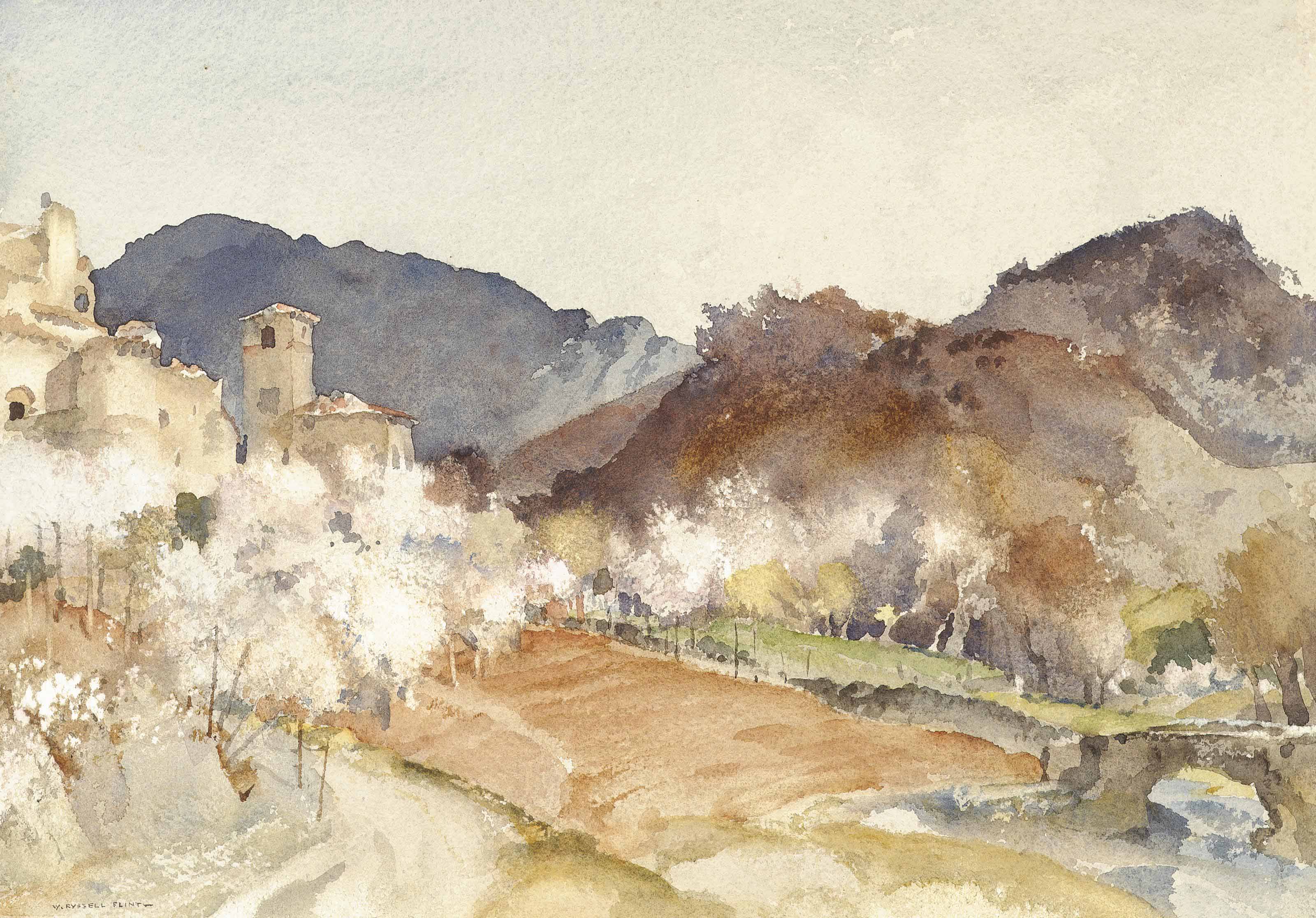 Sir William Russell Flint, R.A., P.R.W.S., R.S.W. (1880-1969) , Blossom ...