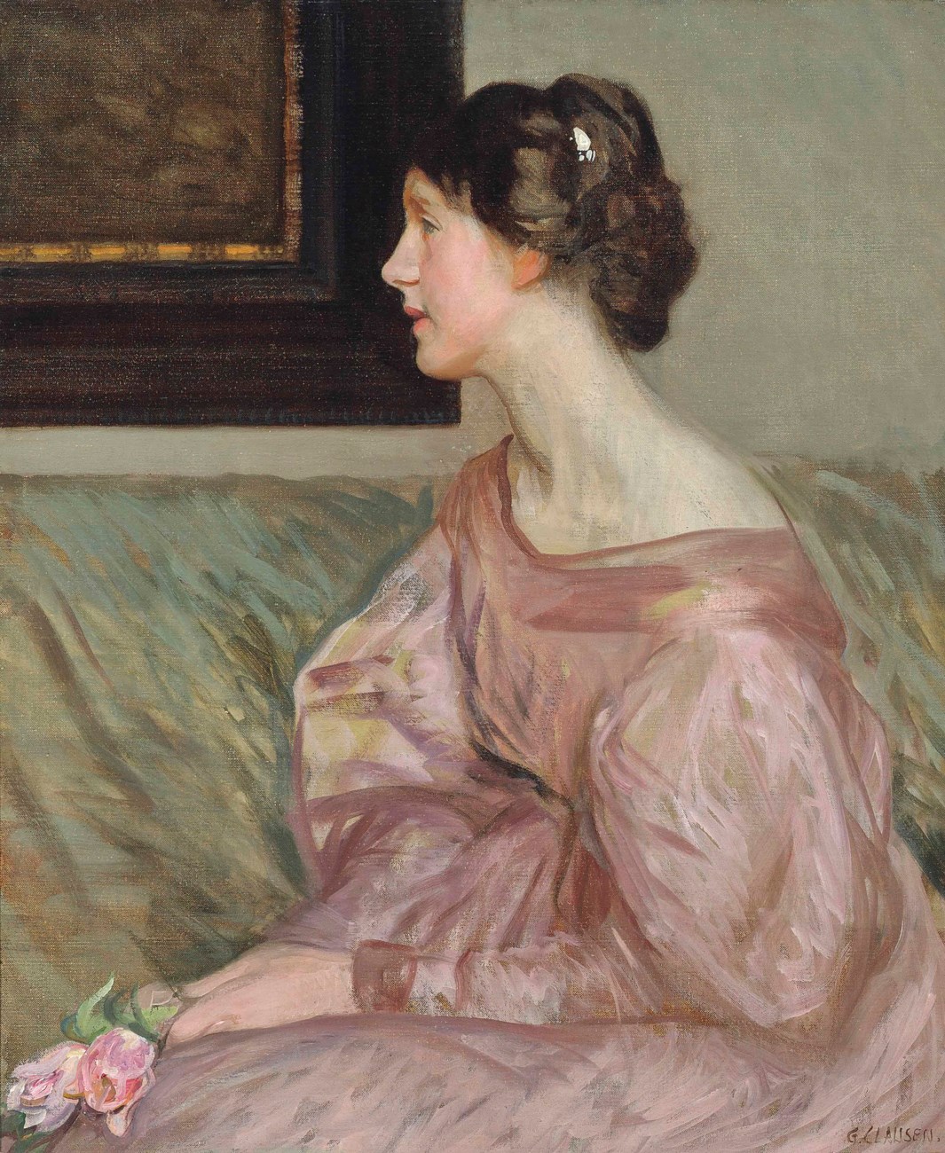 Sir George Clausen, R.A., R.W.S. (1852-1944), The pink rose | Christie's