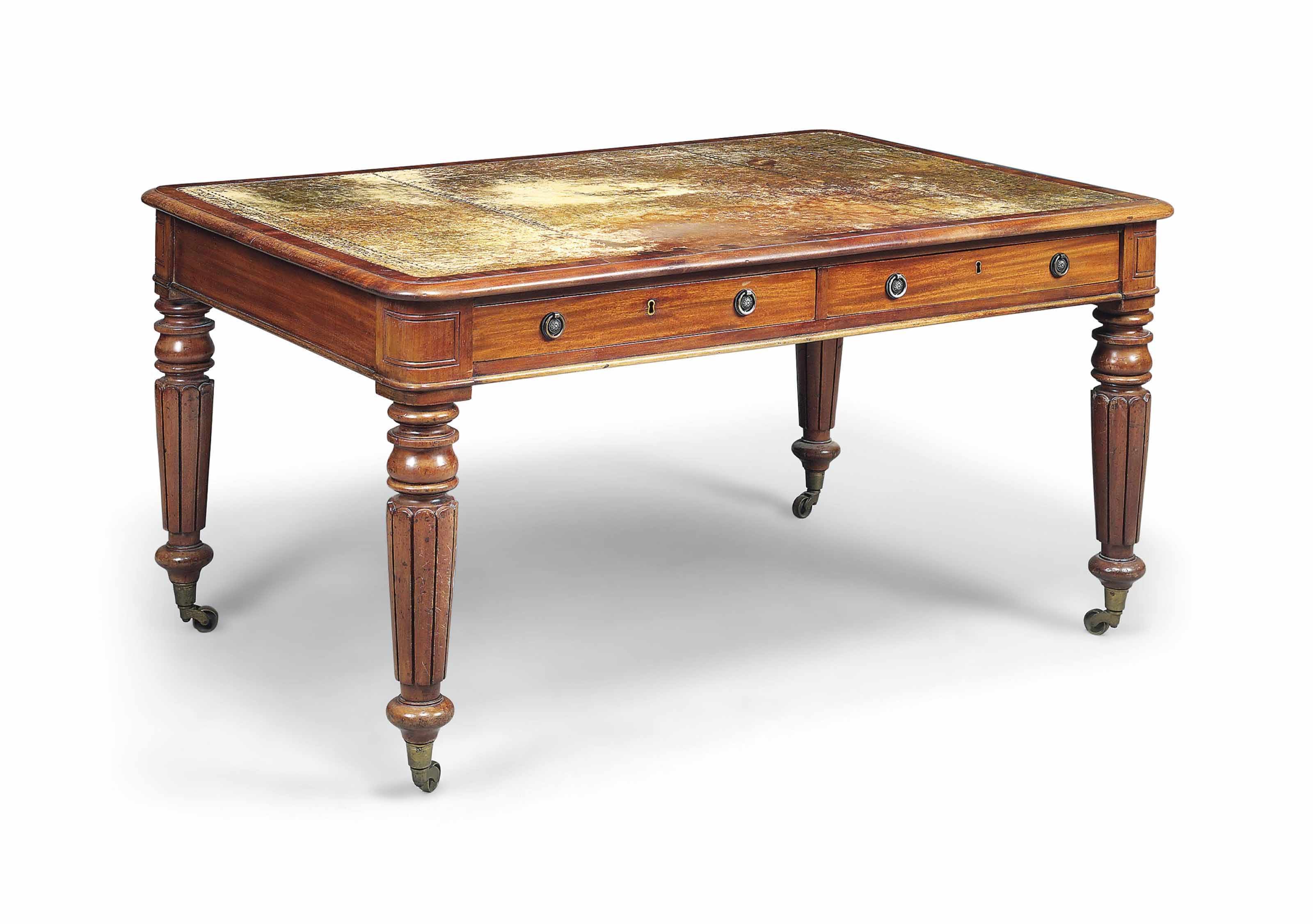 AN EARLY VICTORIAN MAHOGANY LIBRARY TABLE