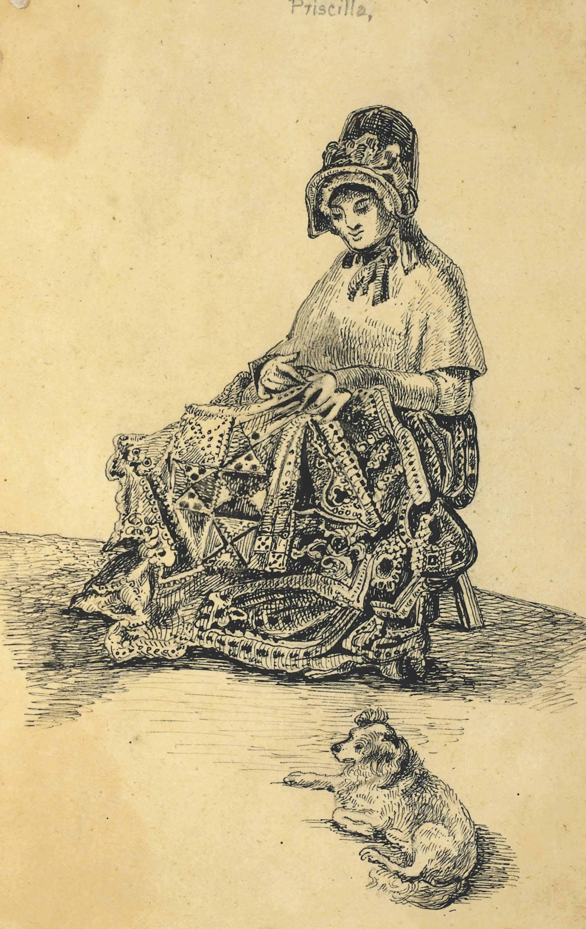 BEGGARS -- A Collection of 24 pen-and-ink drawings of beggars, mounted ...