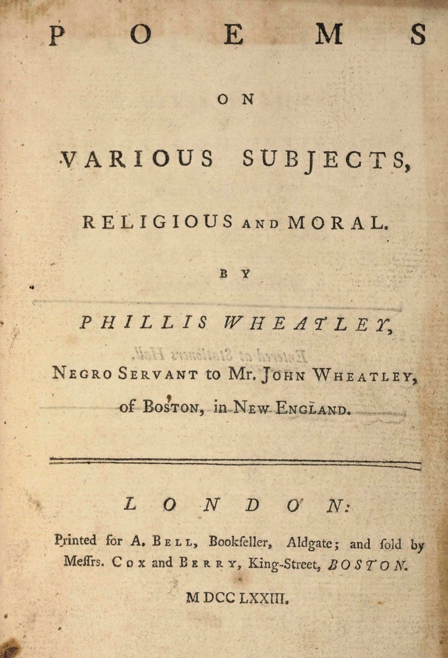 WHEATLEY, Phyllis (1753-1784). Poems on Various Subjects, Religious and ...