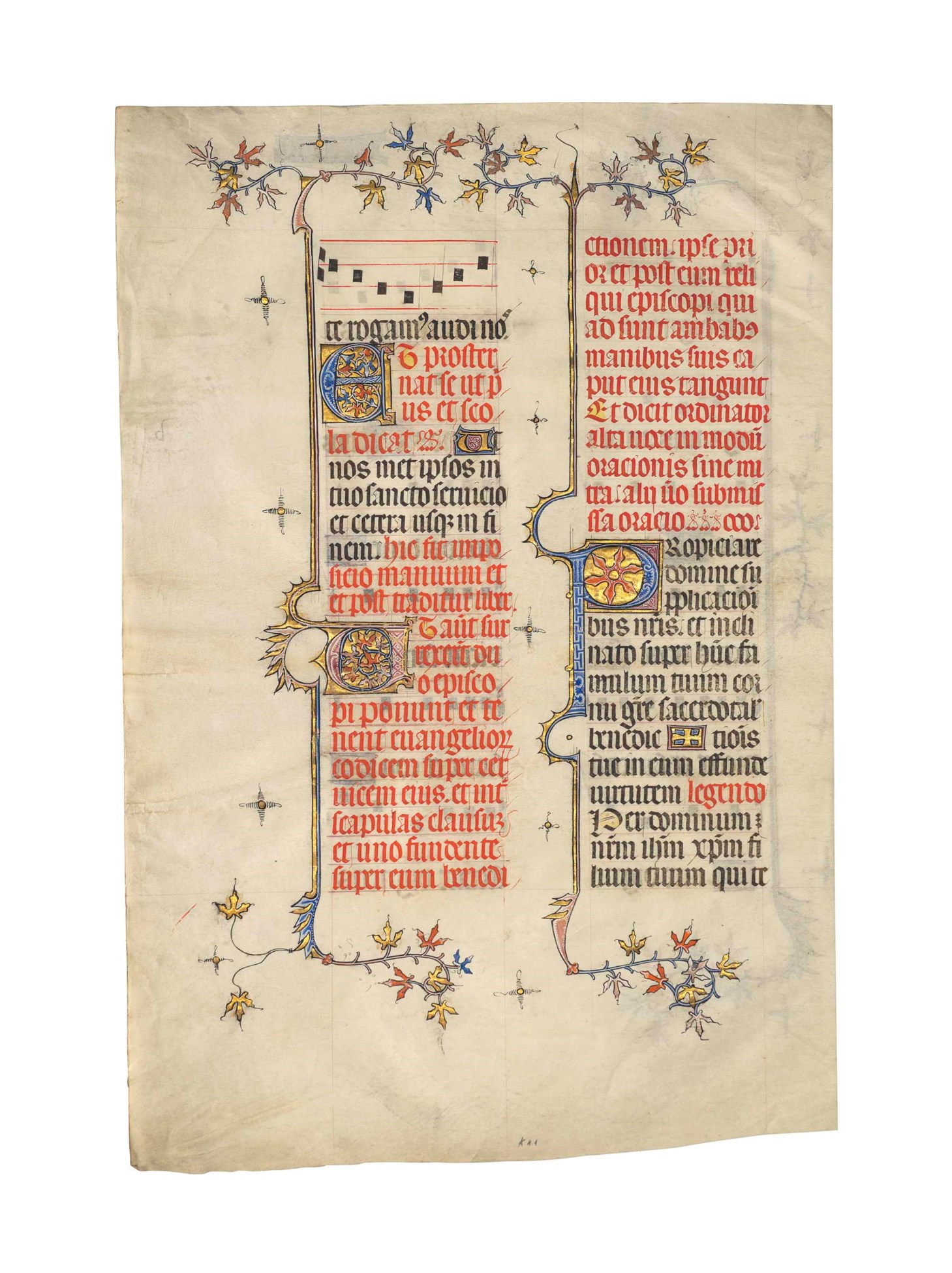 TWO LEAVES FROM A NOTED MISSAL, in Latin, ILLUMINATED MANUSCRIPT ON ...