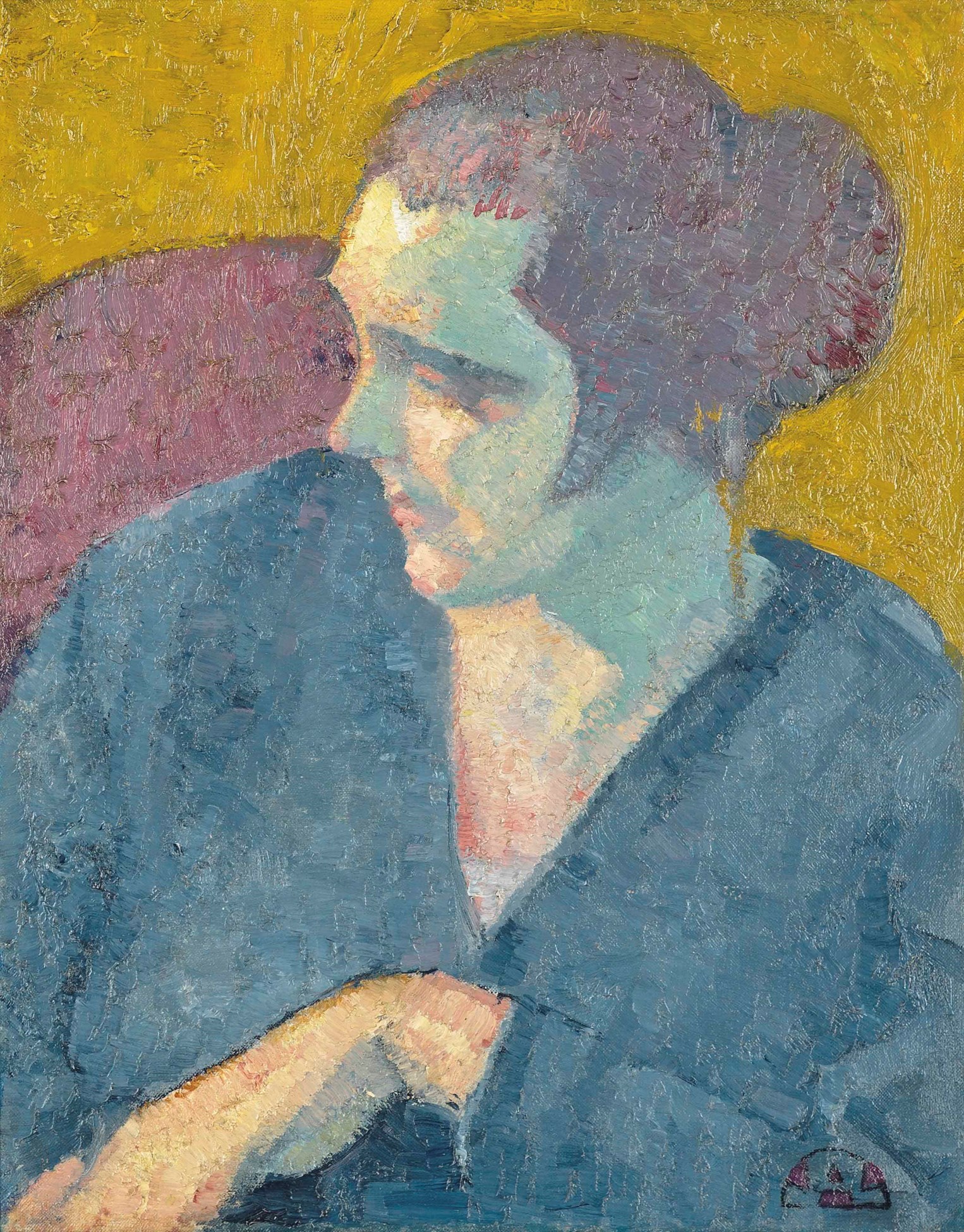 Alfred Wolmark, R.A. (1877-1961), Portrait of a Woman in Blue | Christie's
