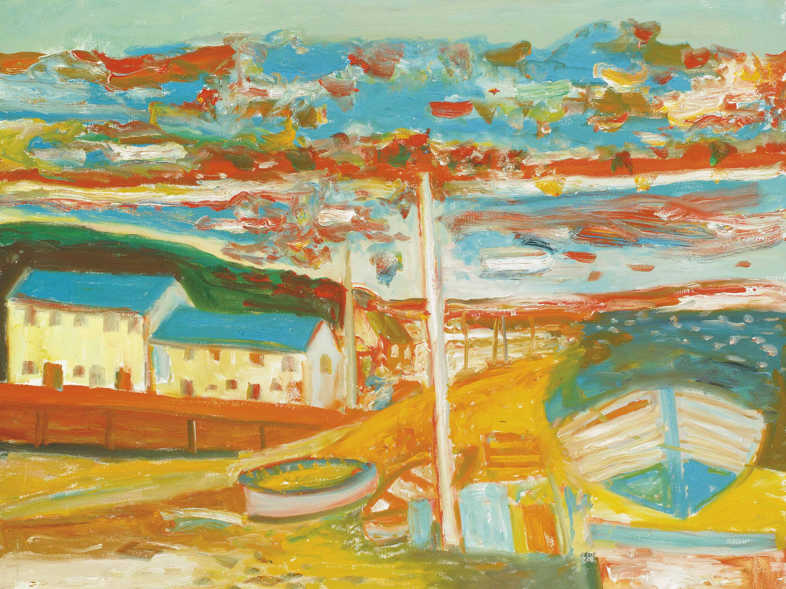 John Bellany, H.R.S.A., R.A. (1942-2013) , Coastal village | Christie's