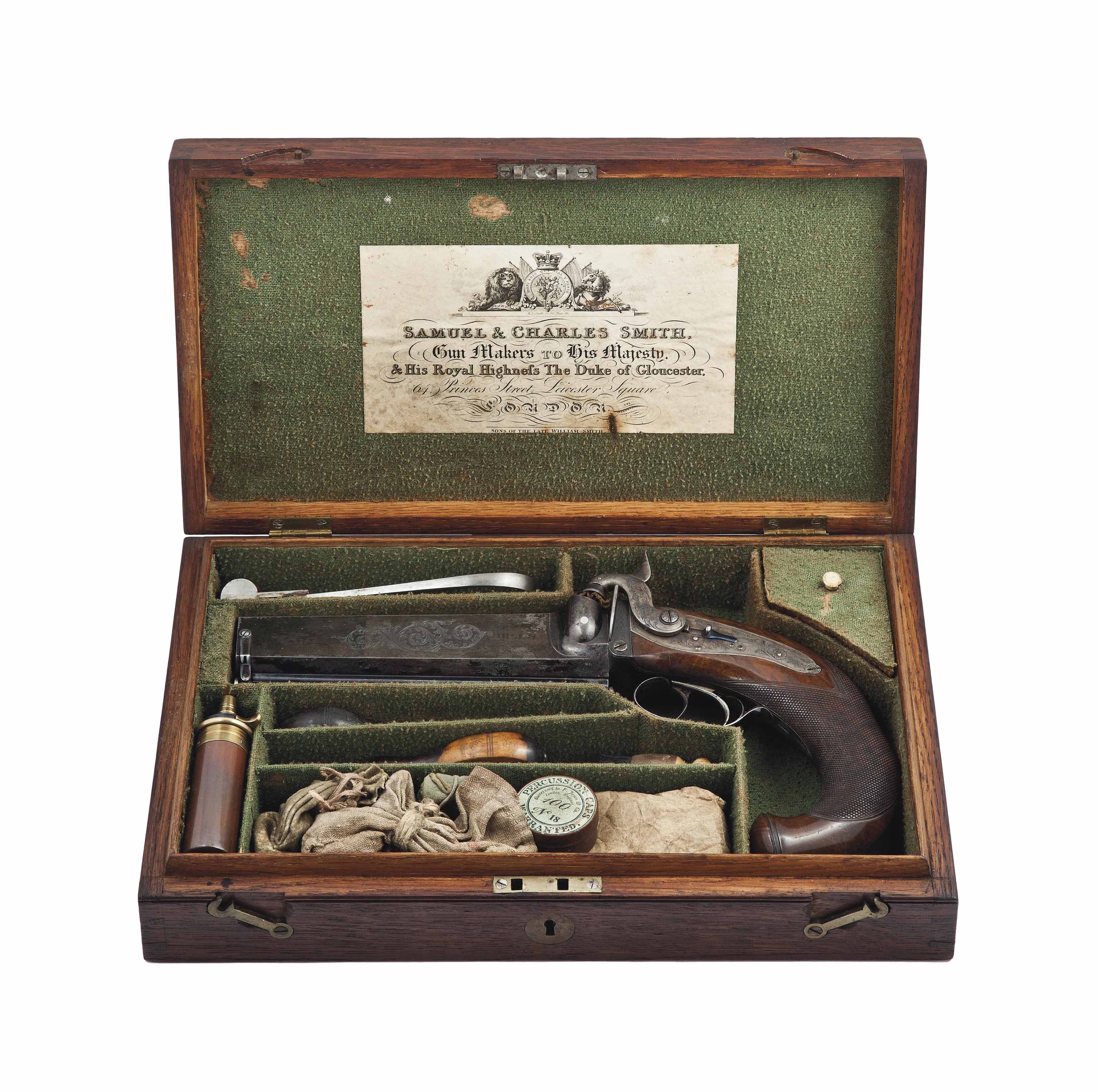 A VERY FINE AND RARE CASED 25-BORE OVER-AND-UNDER DOUBLE-BARRELLED ...