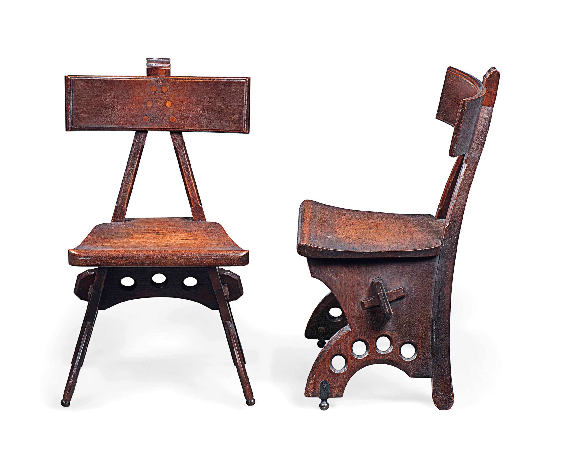 A PAIR OF E.W. PUGIN (1833-1886) 'GRANVILLE' OAK CHAIRS , CIRCA 1870 ...