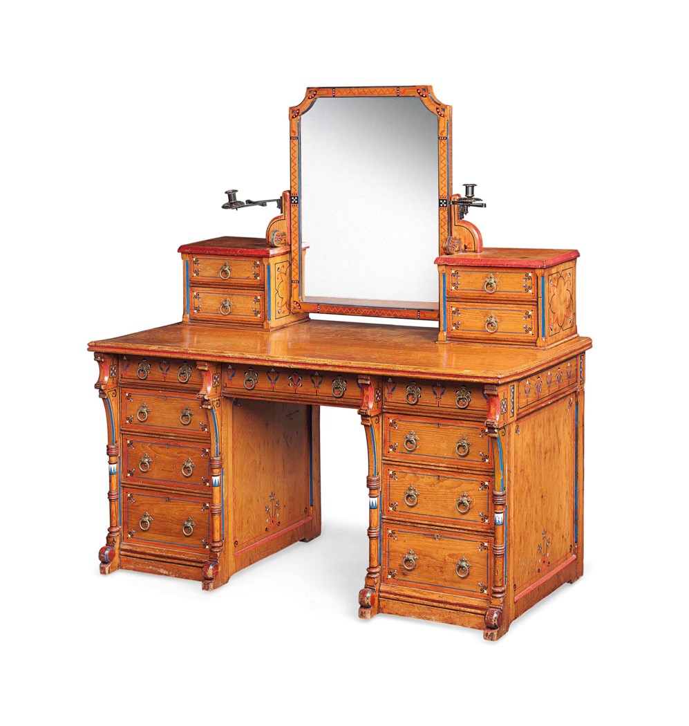 A GOTHIC REVIVAL PAINTED PINE DRESSING TABLE , LATE 19TH CENTURY ...