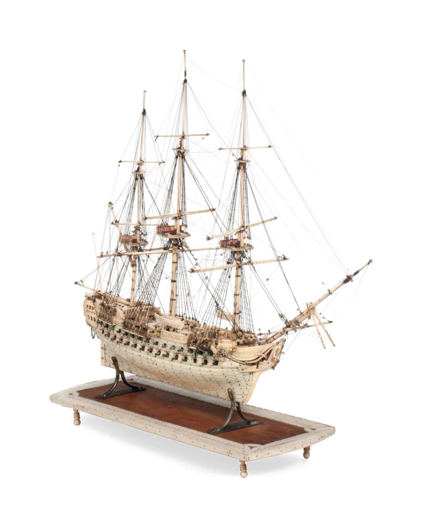 A NAPOLEONIC FRENCH PRISONER-OF-WAR BONE SHIP MODEL , EARLY 19TH ...