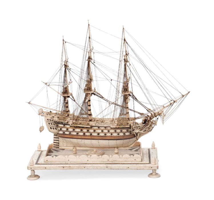 A NAPOLEONIC PRISONER-OF-WAR BONE SHIP MODEL