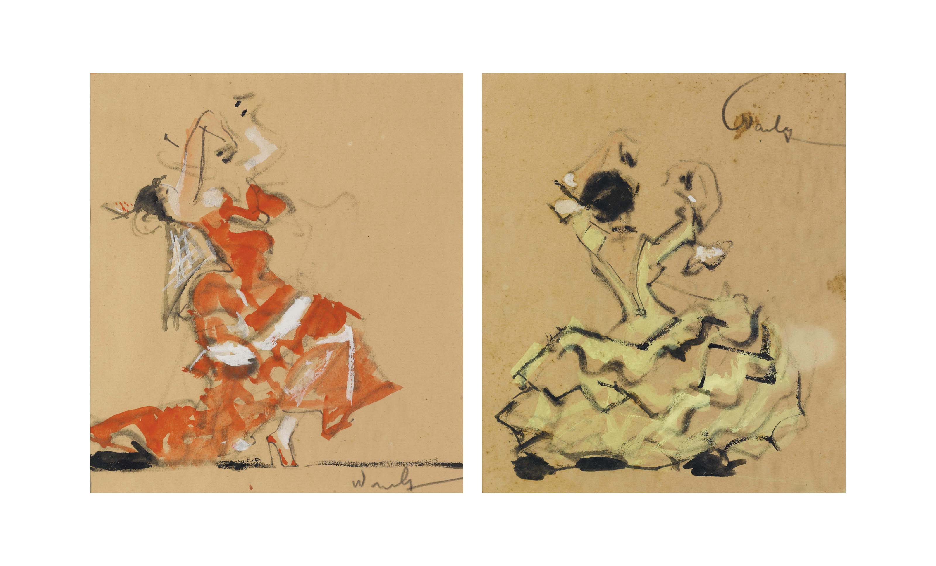 Adham Wanly (Egyptian, 1908-1959), Spanish Dancer in a Yellow Dress ...