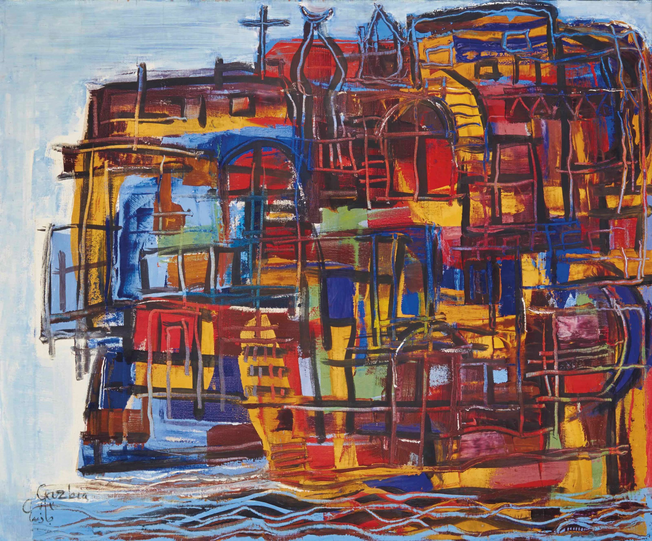 Gazbia Sirry (Egyptian, b. 1925) , Maisons Flottantes sur le Nil ...