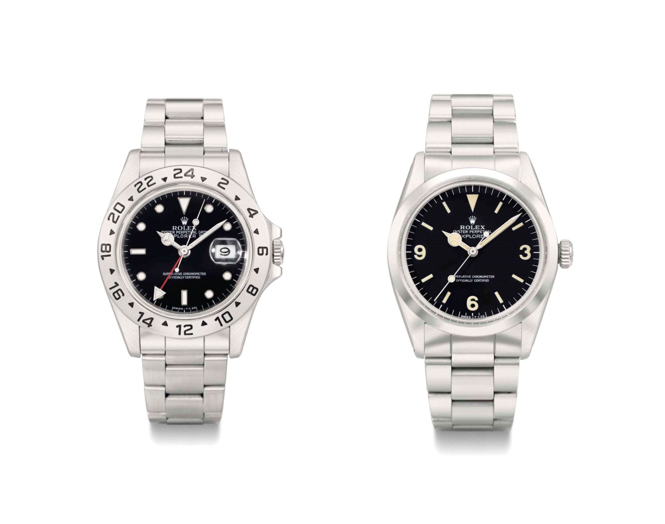 Rolex. A group lot of two steel automatic wristwatches with with sweep ...