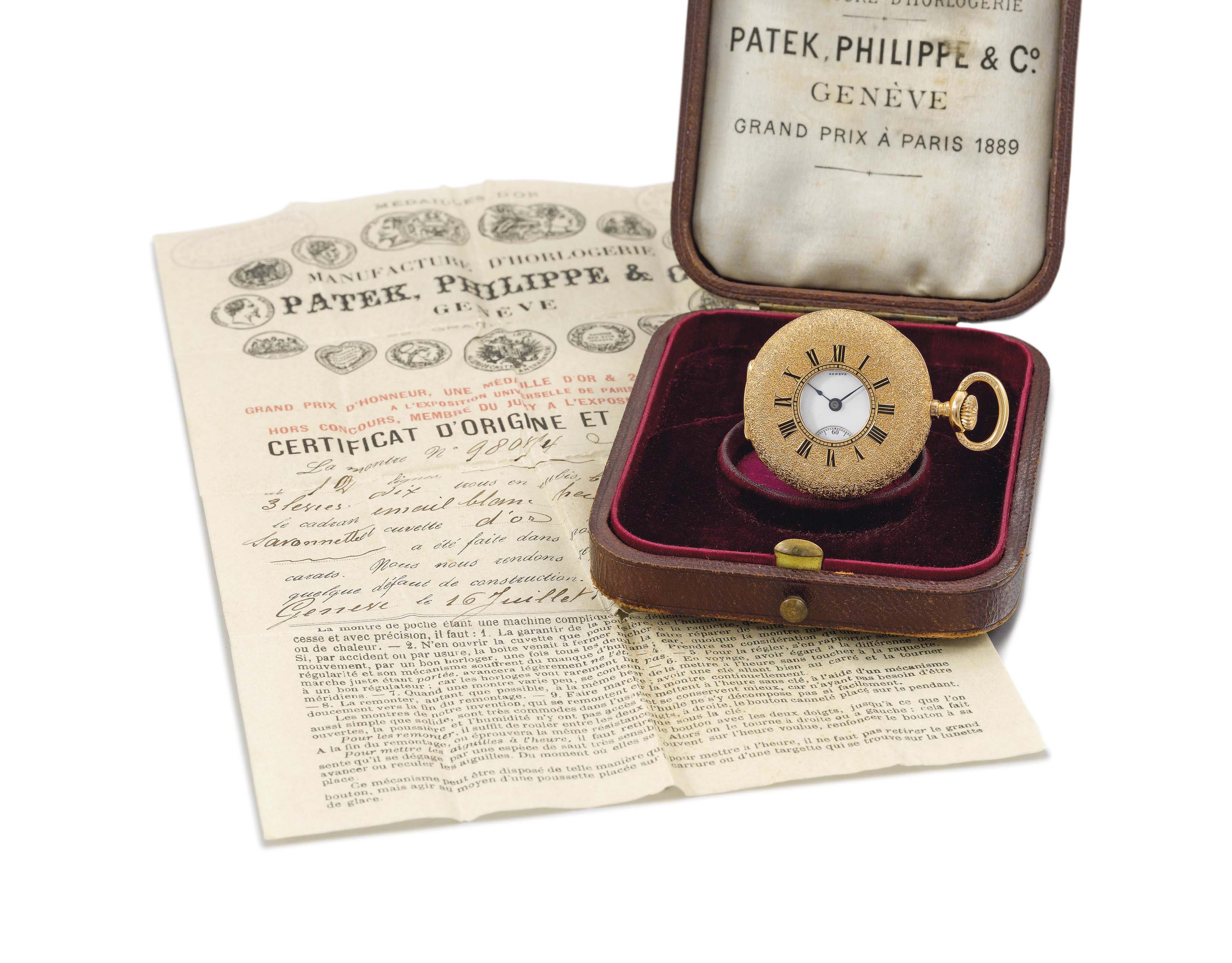 Patek Philippe. A fine and decorative 18K pink gold half hunter case ...