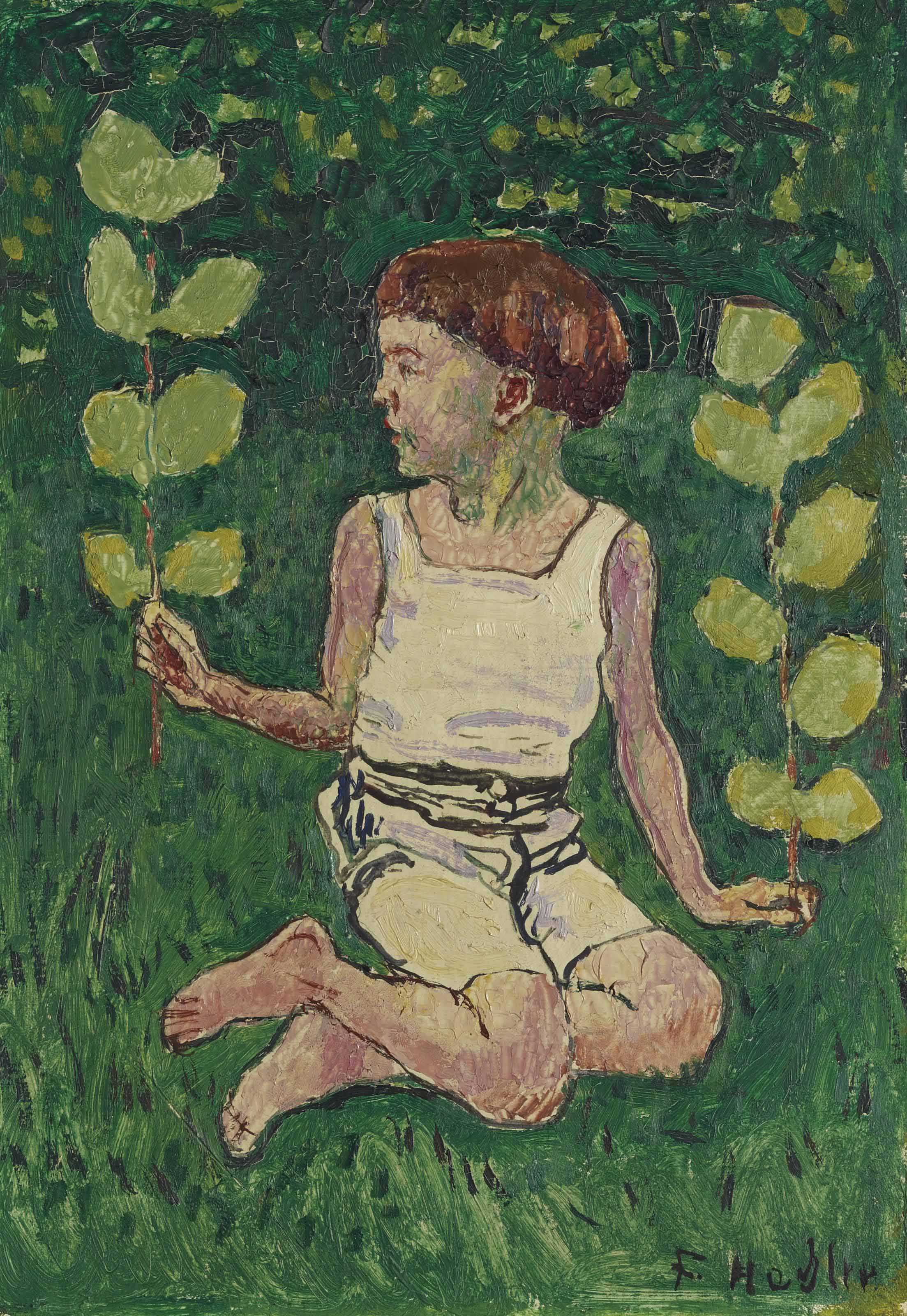FERDINAND HODLER (1853-1918) , Sitzender Knabe mit Zweigen | Christie's